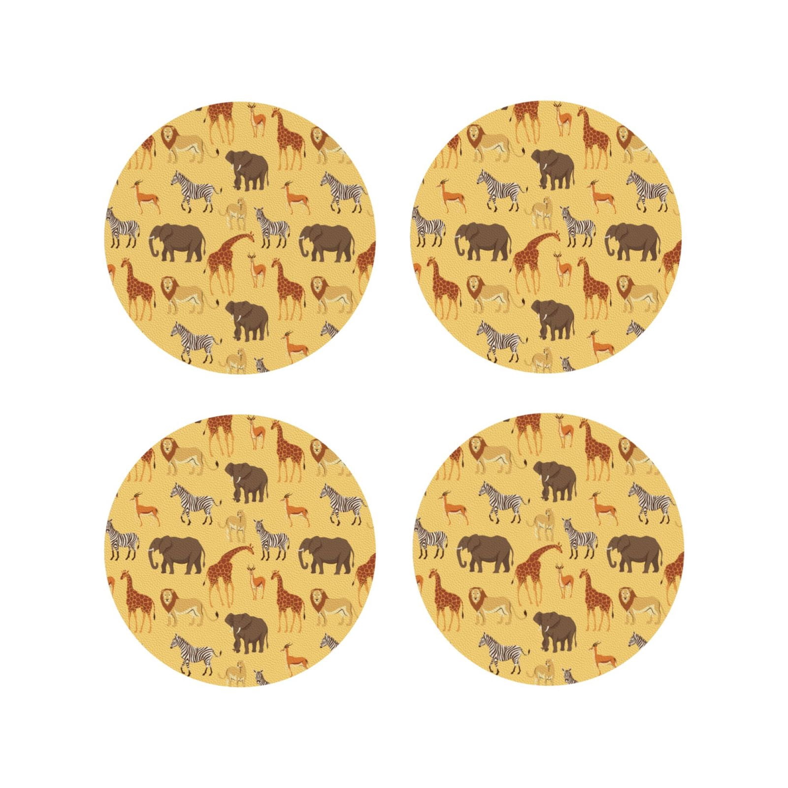 Gaeub Cute Animals Print 4 Pcs Leather Coasters for Drinks ,Drink ...