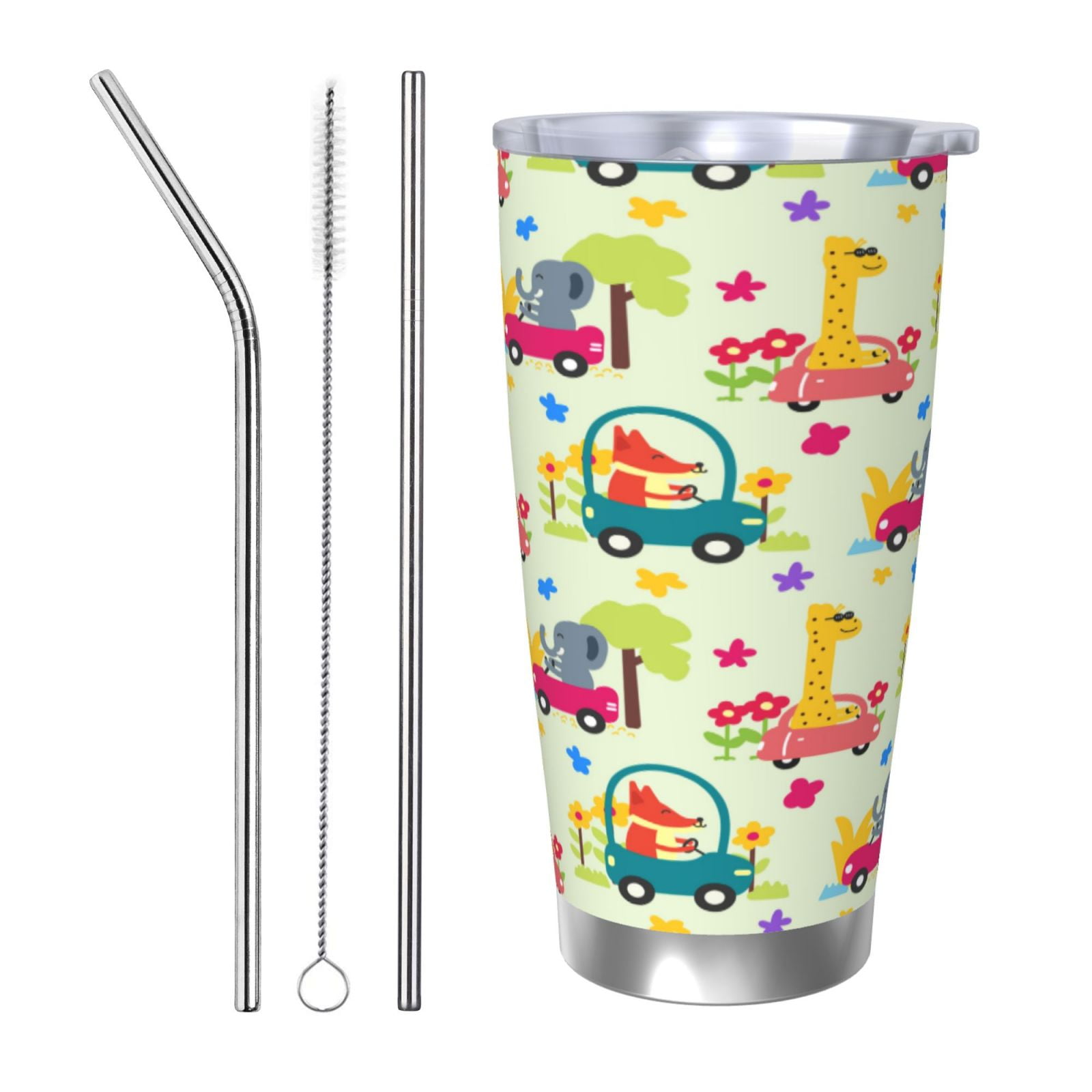 Gaeub Cute Animals driving a car Print 20-Ounce Stainless Steel Car Cup ...