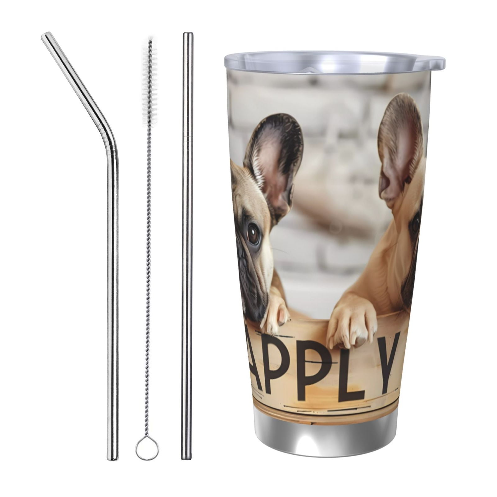 Gaeub Cute Bulldogs Apply Print 20-Ounce Stainless Steel Car Cup ...