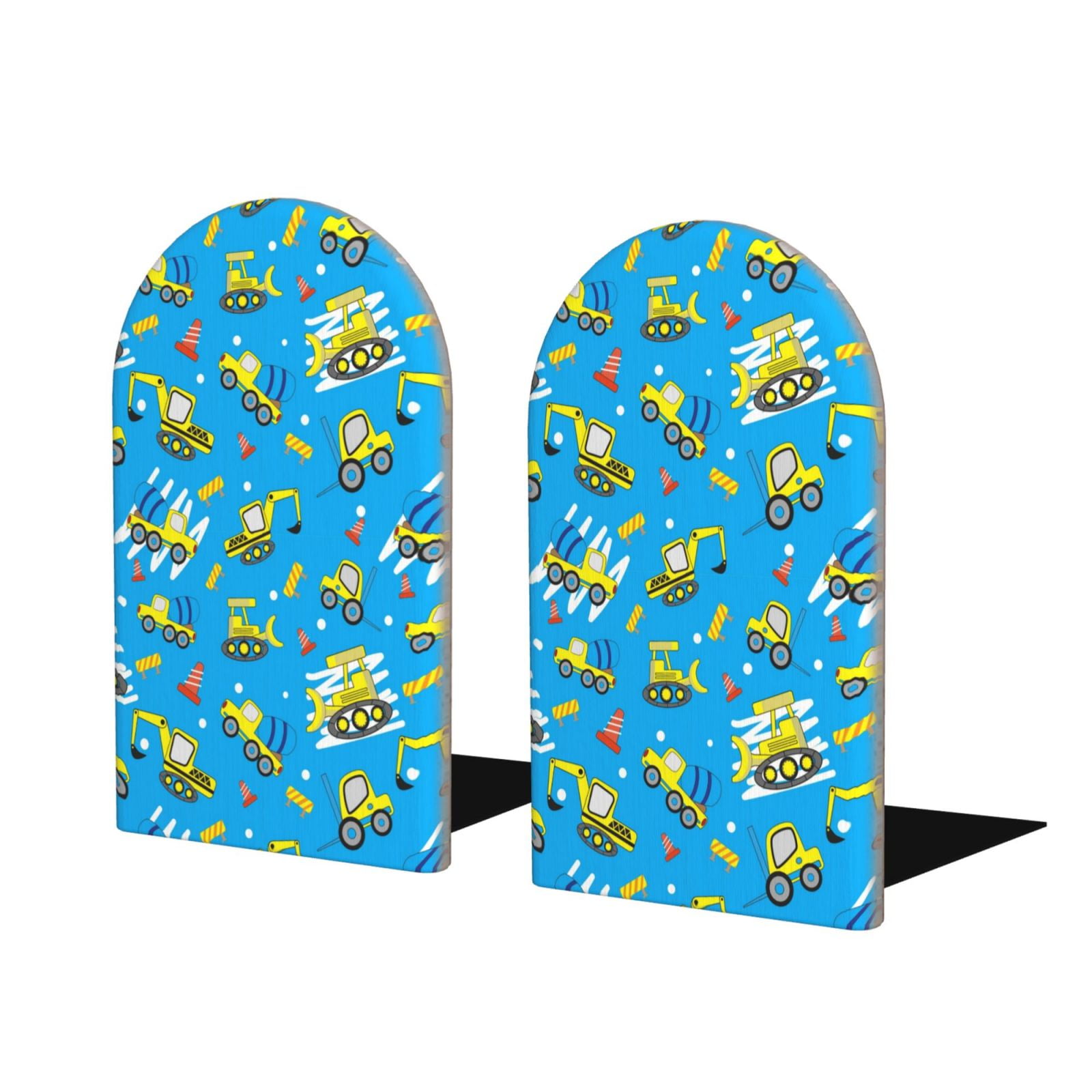 Gaeub Cute Car Cartoon Wood Bookends, Non-Slip Bookends, Heavy Duty ...