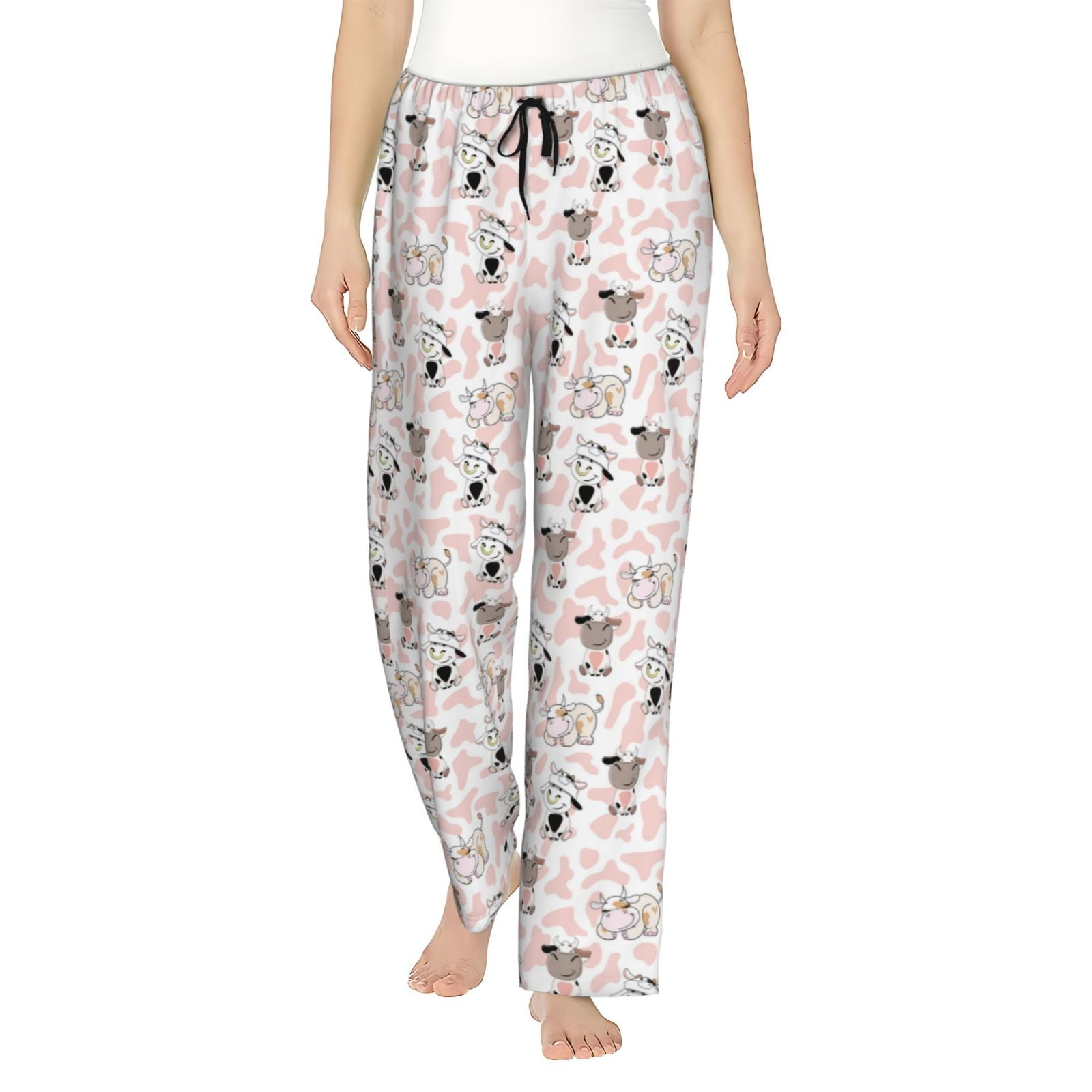 Gaeub Cute Cartoon Cows Soft Pajama Pants for Women, Wide Leg Comfy ...