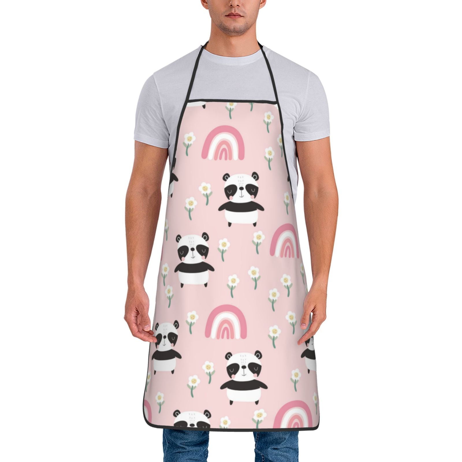 Gaeub Cute Cartoon Panda Print Apron for Men and Women,Waterproof Apron ...