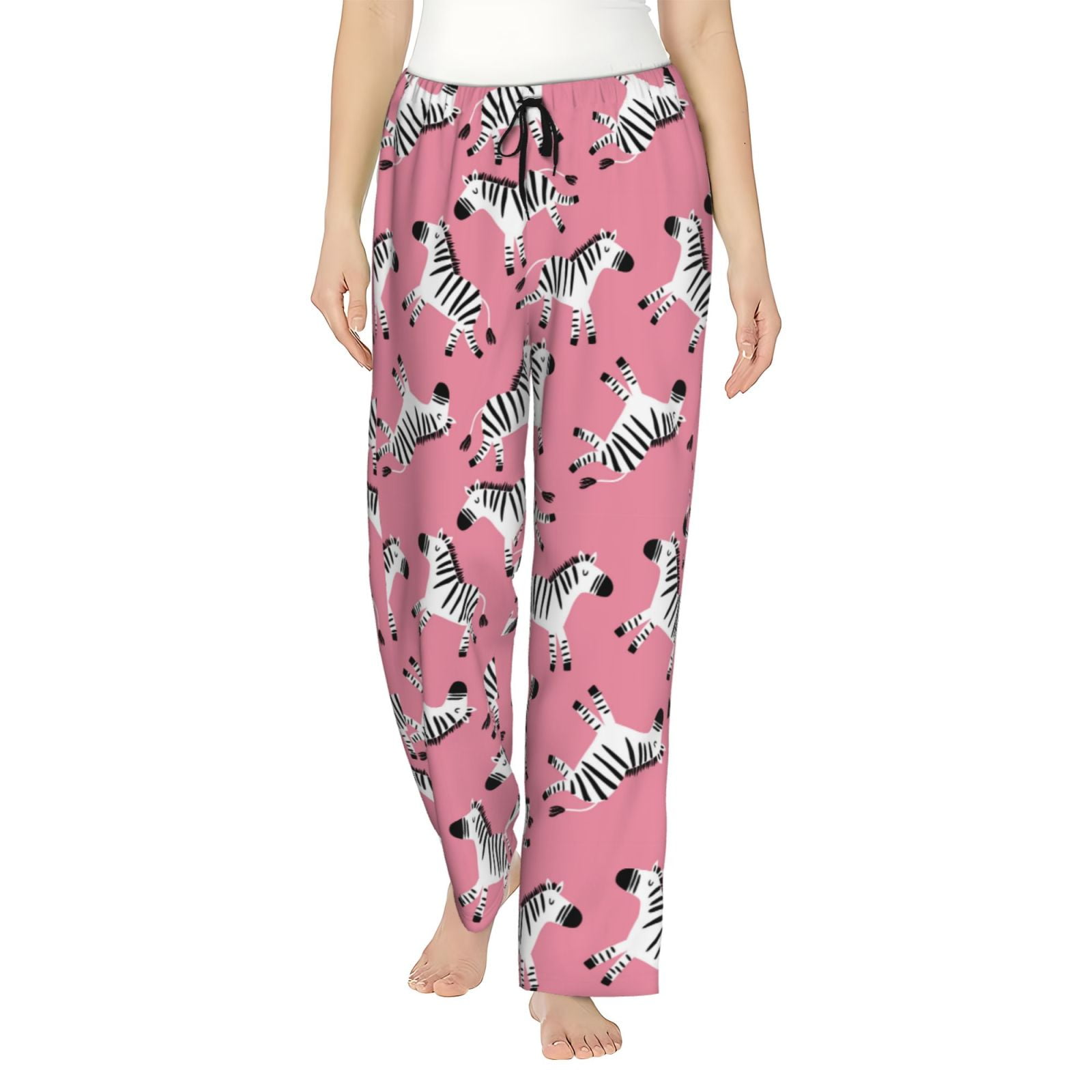 Gaeub Cute Cartoon Zebra Soft Pajama Pants for Women, Wide Leg Comfy ...