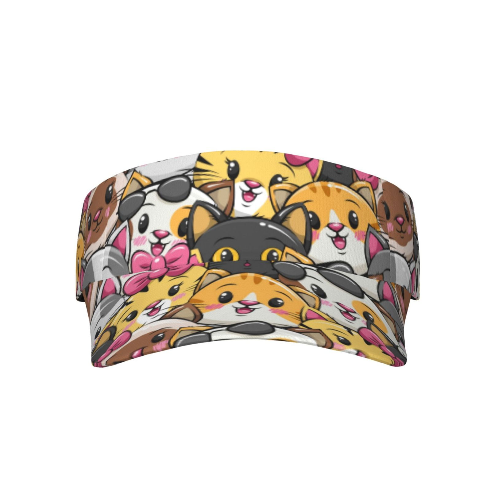 Gaeub Cute Cat Cartoon Sun Visor Hats with Empty Top and Adjustable, UV ...