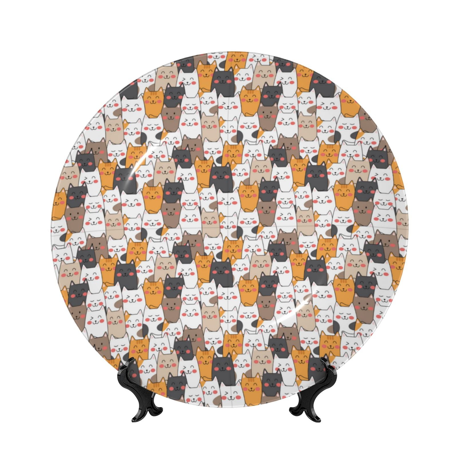 Gaeub Cute Cats Print Ceramic Plate,Dinner Plates,Bone China Decorative ...