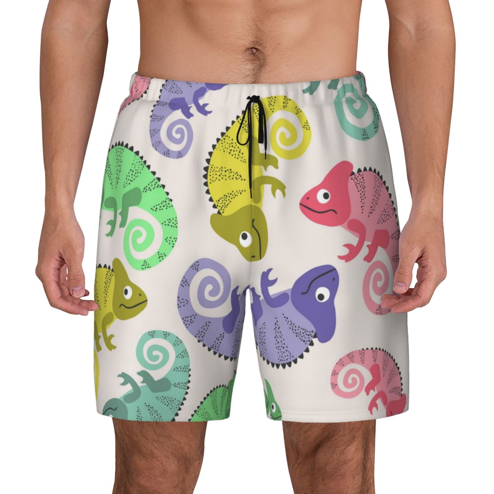 Gaeub Cute Chameleons Mens Swim Trunks Stretch Beach Shorts Quick Dry ...