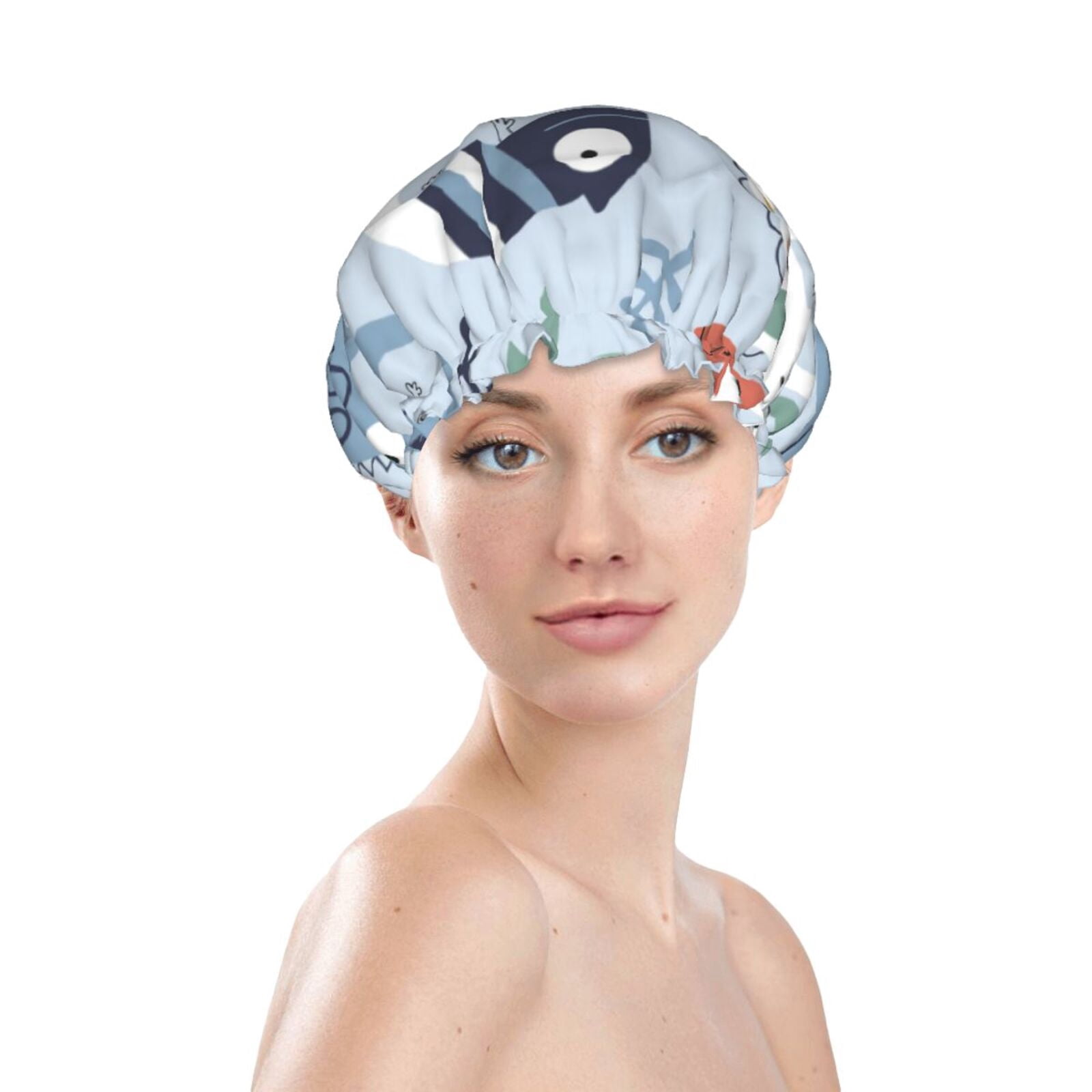 Gaeub Cute Chameleons On Blue Shower Caps for Women Men,Double ...