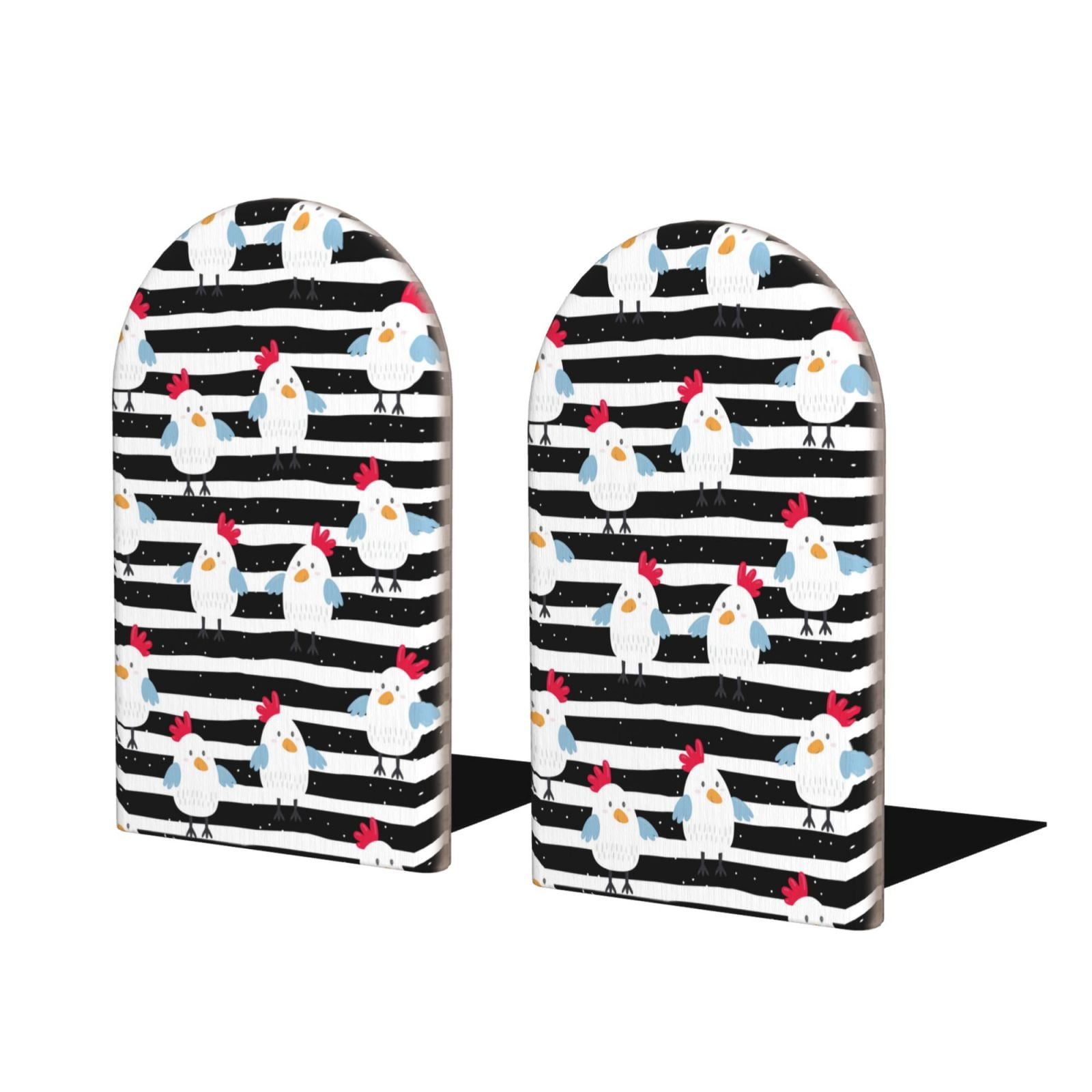 Gaeub Cute Chicken Wood Bookends, Non-Slip Bookends, Heavy Duty Wooden ...