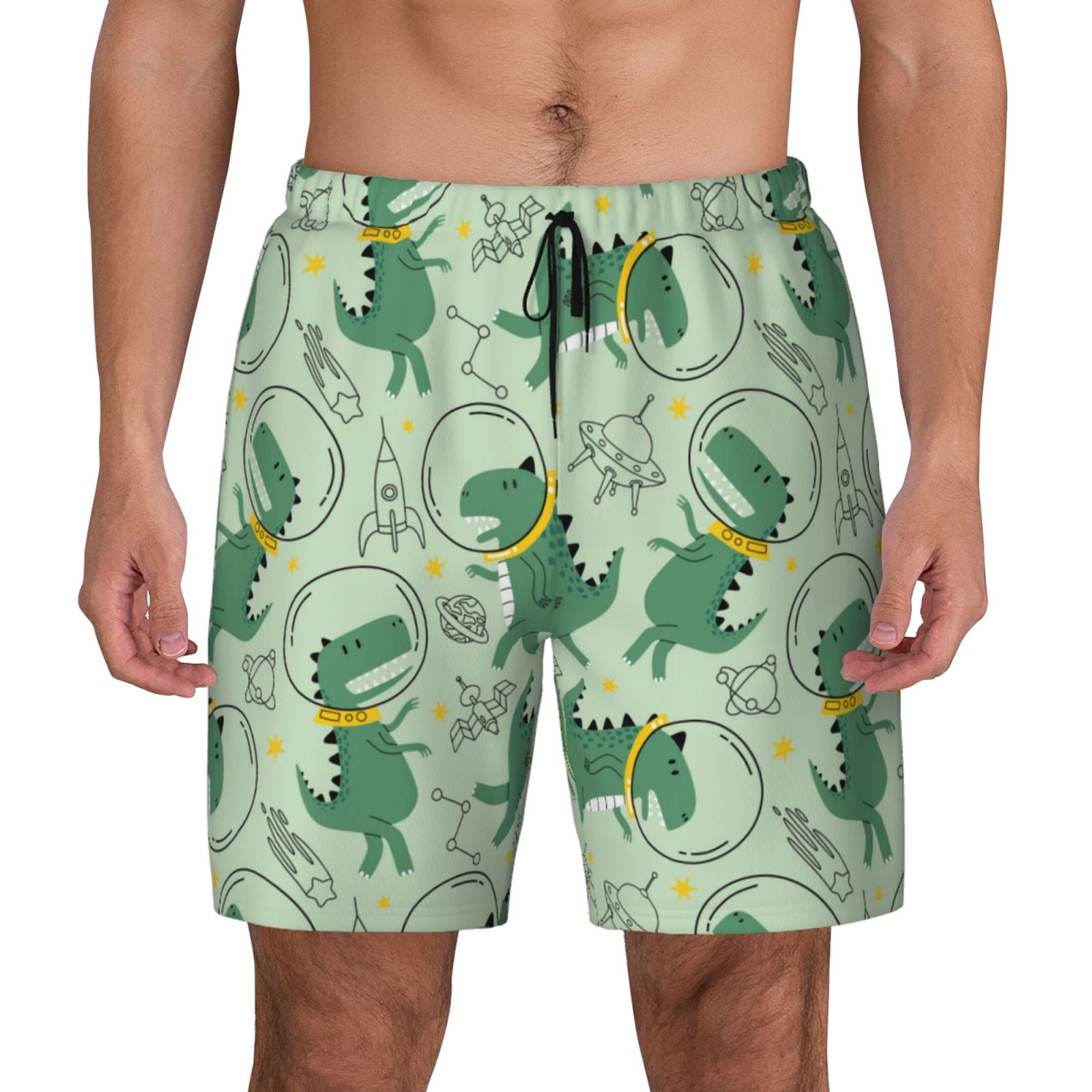 Gaeub Cute Dinosaurs in Space Mens Swim Trunks Stretch Beach Shorts ...