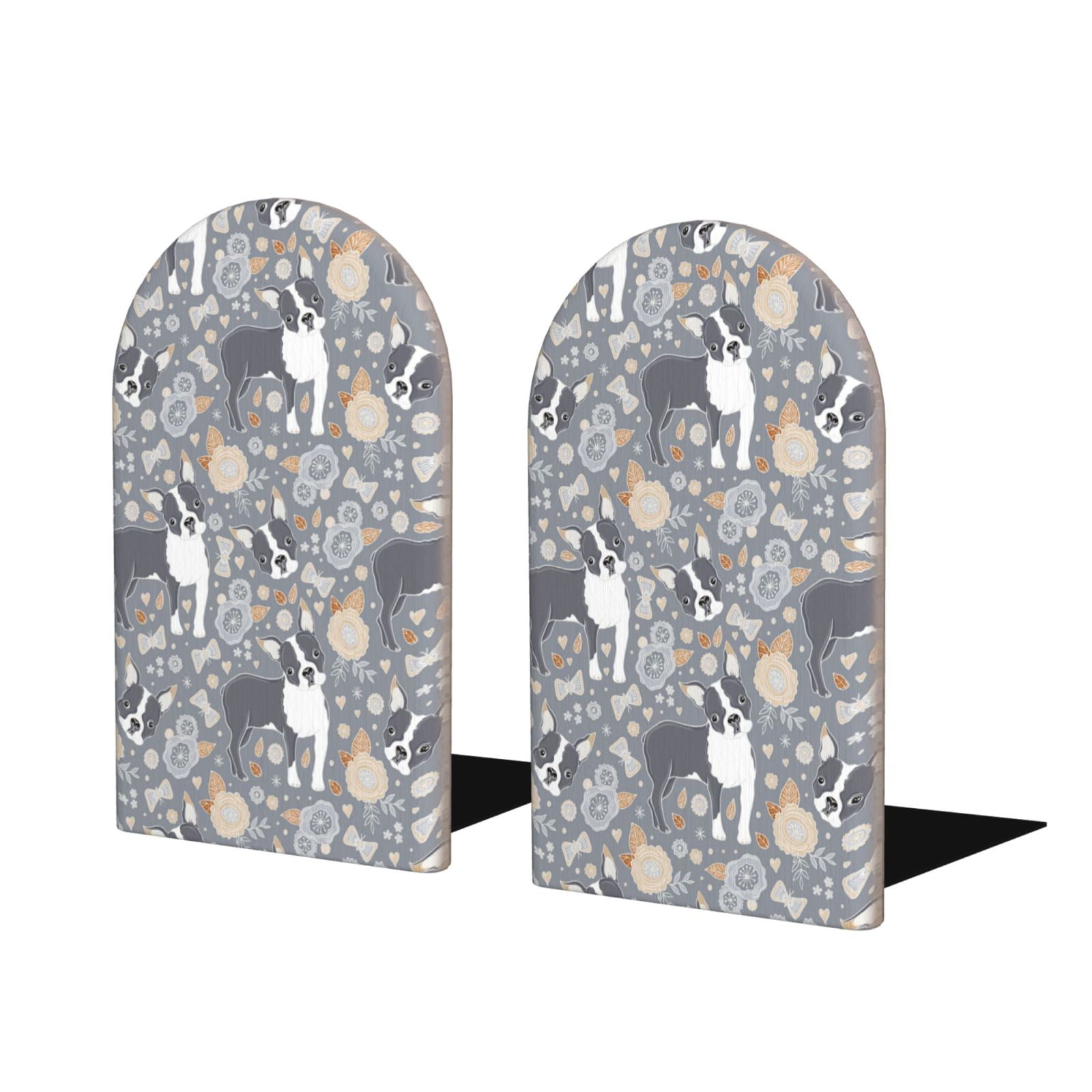 Gaeub Cute Dog And Flowers Wood Bookends, Non-Slip Bookends, Heavy Duty ...