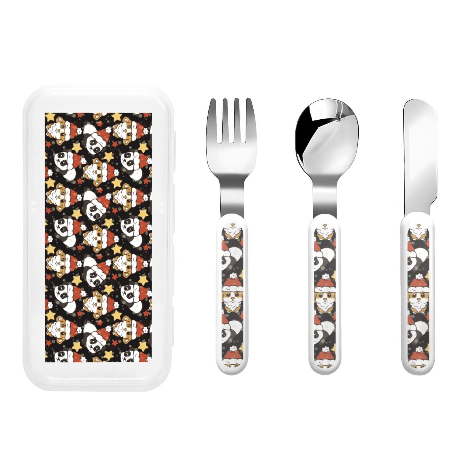 Gaeub Cute Dog Panda Print 3-Piece Children Knife Spoon Fork Set ...