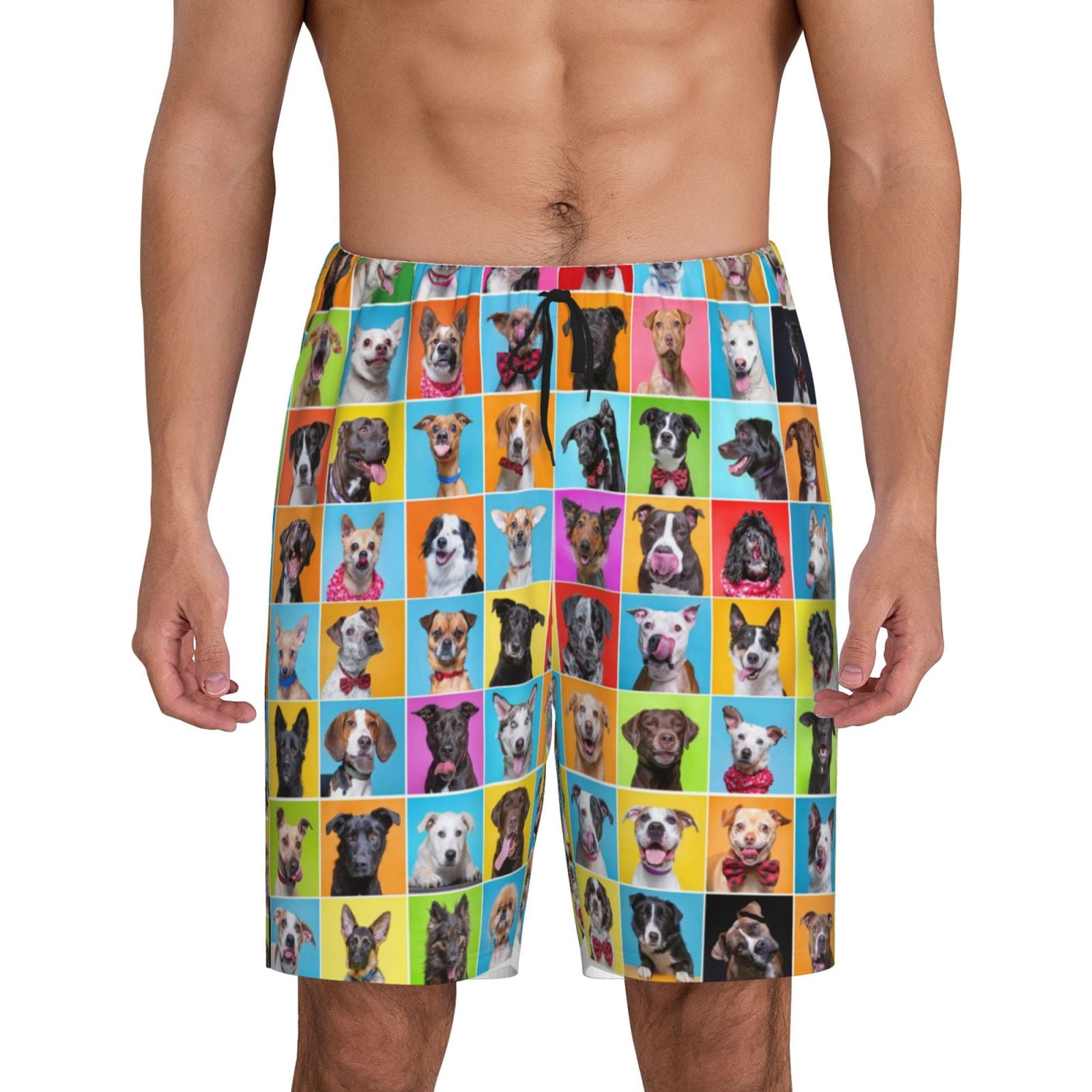 Gaeub Cute Dogs Collage Printed Men's Short Pajama Pants, Lightweight ...