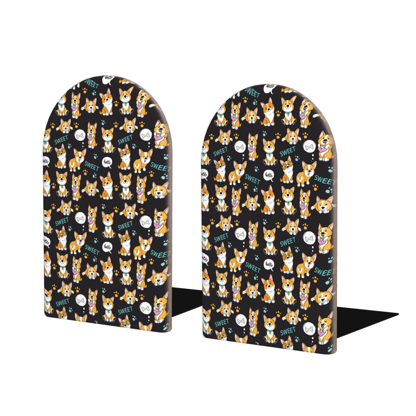 Gaeub Cute Dogs Corgi Wood Bookends, Non-Slip Bookends, Heavy Duty ...