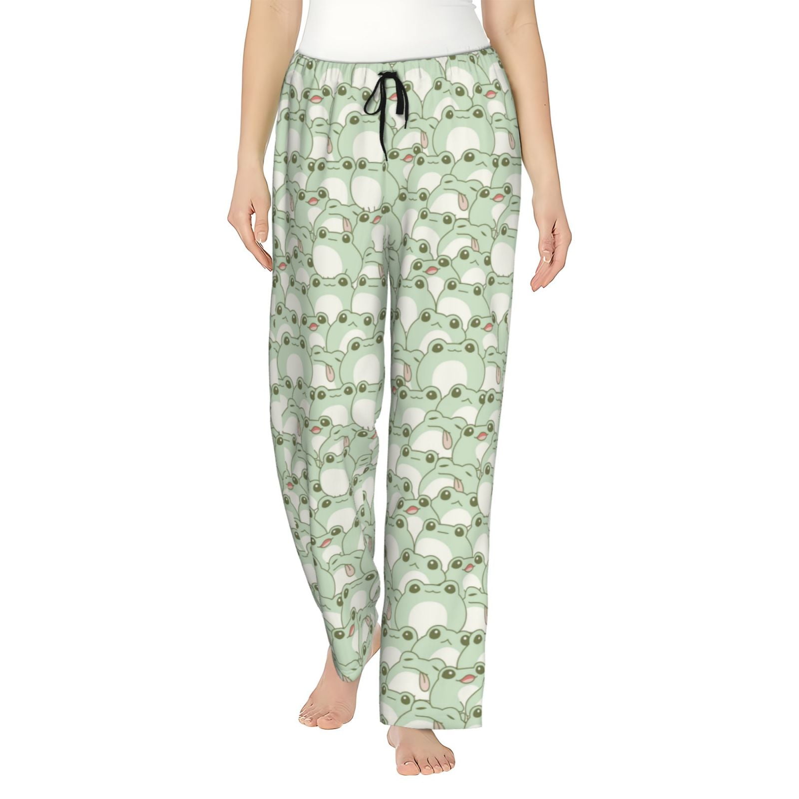 Gaeub Cute Frog Soft Pajama Pants for Women, Wide Leg Comfy Casual ...
