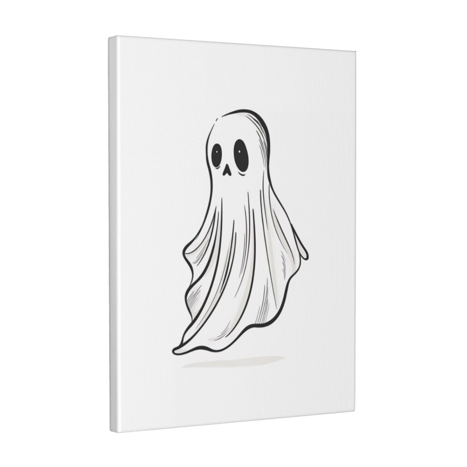 Gaeub Cute Ghost Simple Drawing Print Canvas Wall Art for Bathrooms ...