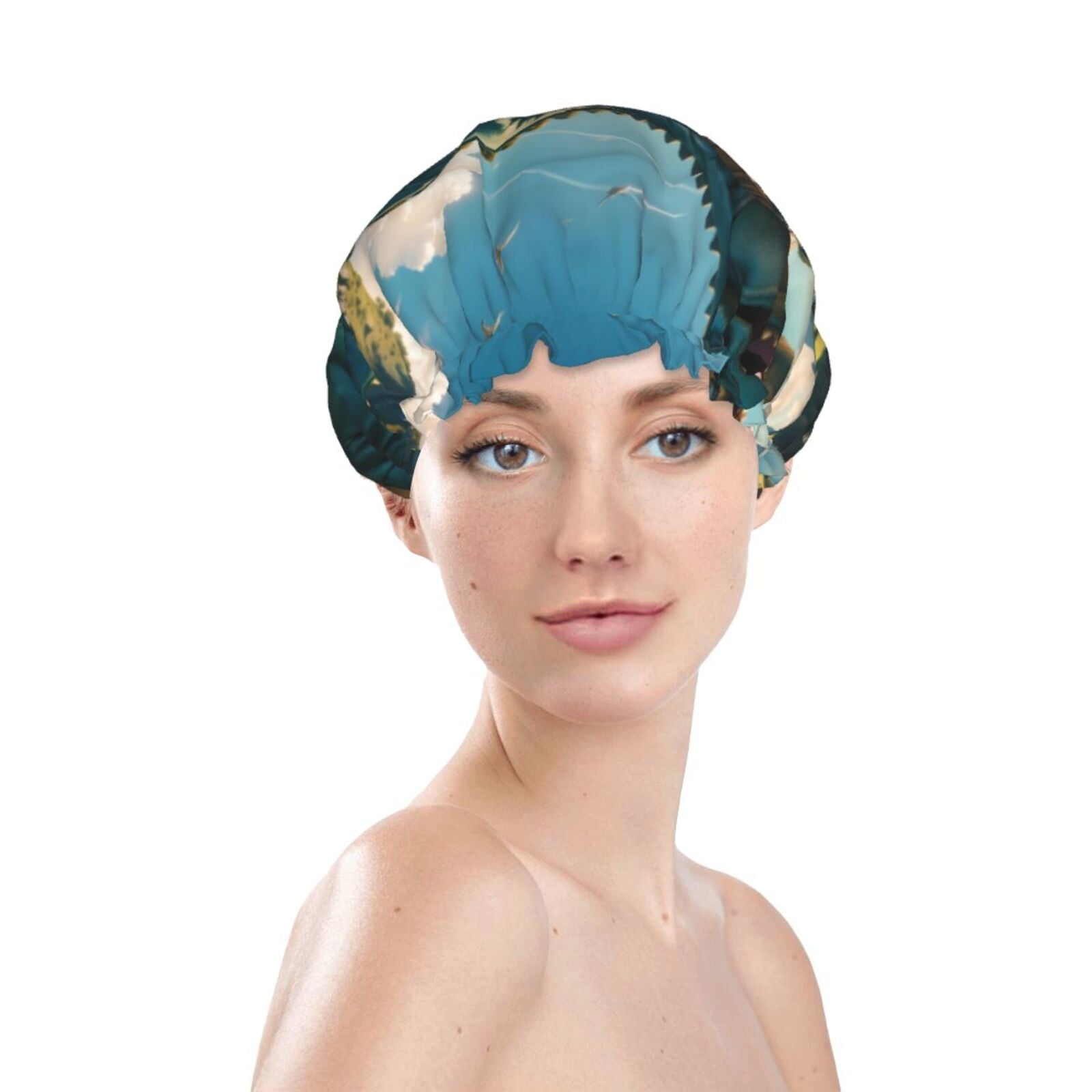 Gaeub Cute Green Dinosaur Blue Sky Shower Caps for Women Men,Double ...