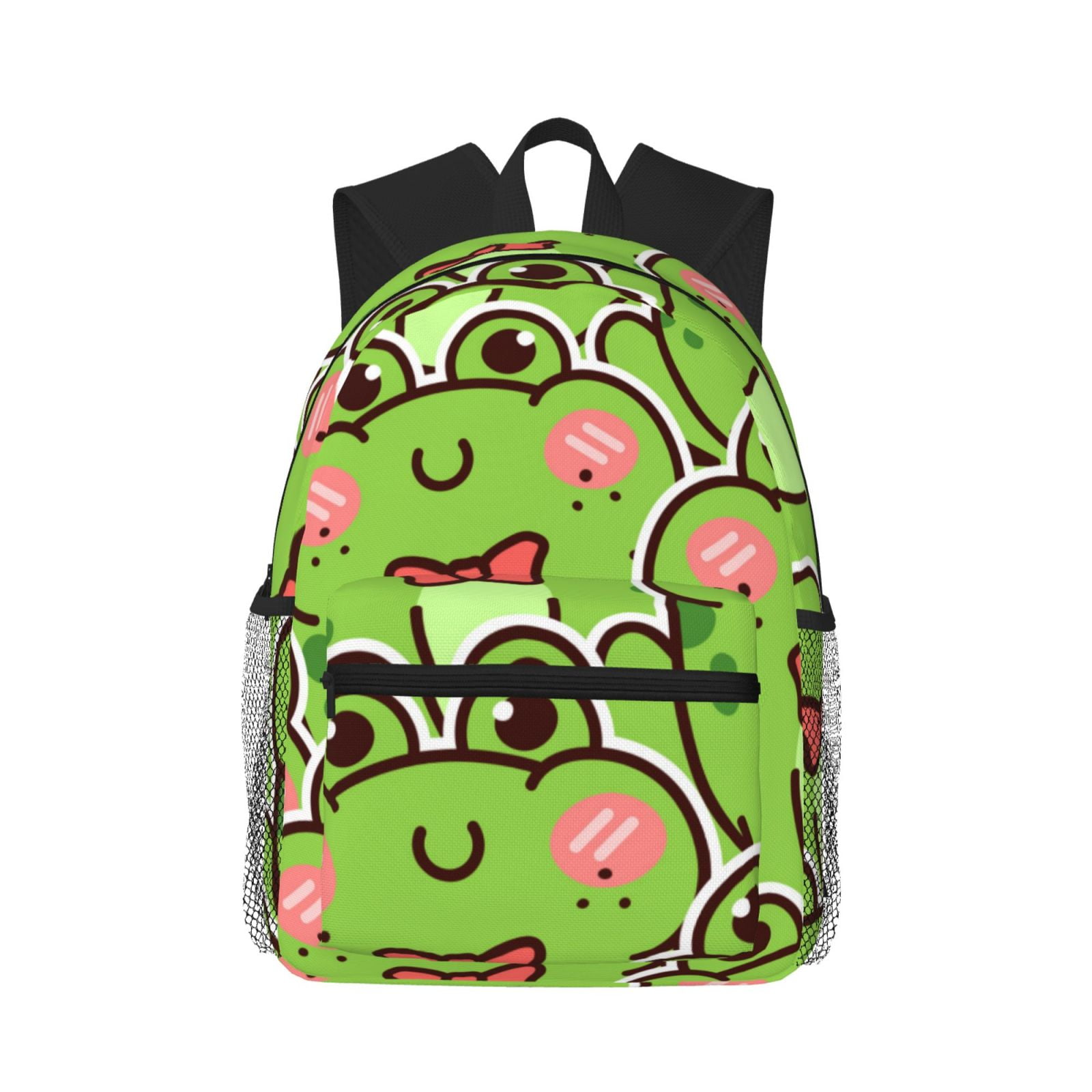 Gaeub Cute Green Frog School Backpack Waterproof Bookbag for Men Women ...