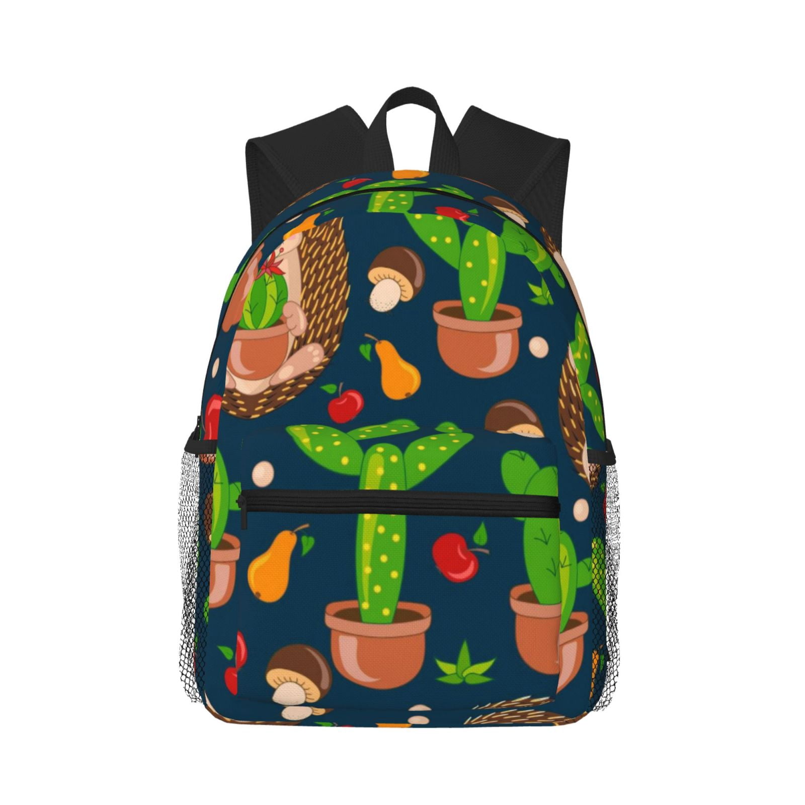 Gaeub Cute Hedgehogs Cactus Blue School Backpack Waterproof Bookbag for ...