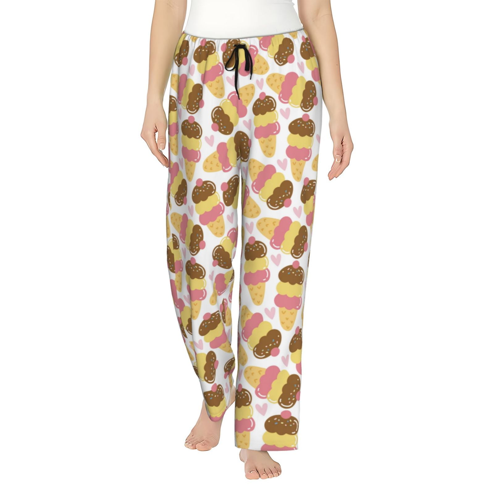 Gaeub Cute Ice Cream Soft Pajama Pants for Women, Wide Leg Comfy Casual ...