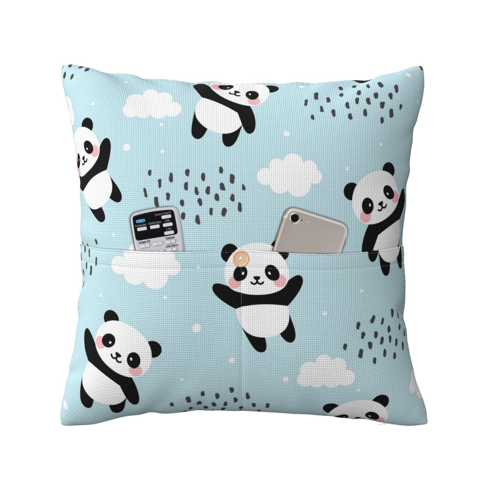 Gaeub Cute Panda Bear Print Linen Decorative Throw Pillow Cover, Linen ...