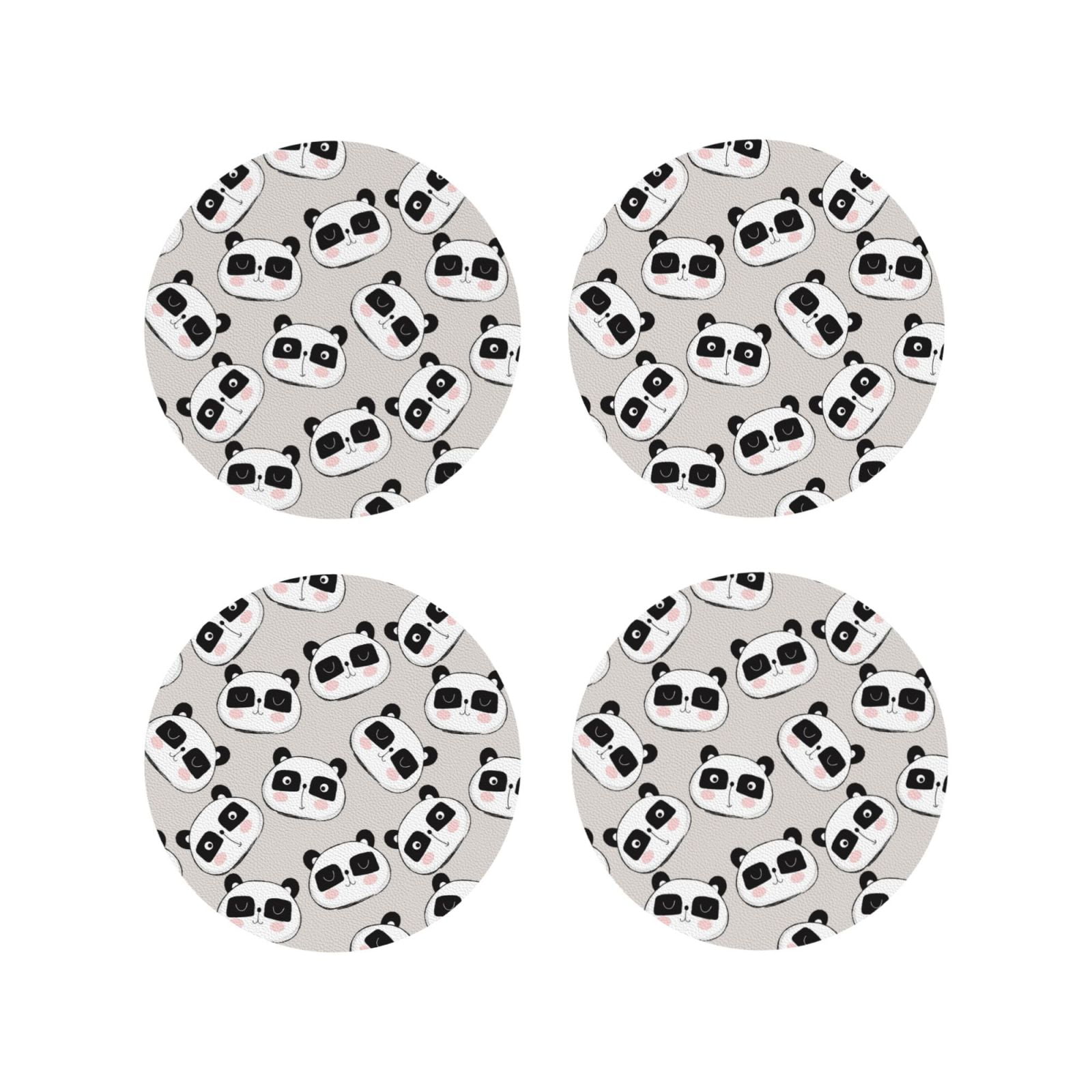 Gaeub Cute Panda Print 4 Pcs Leather Coasters for Drinks ,Drink ...