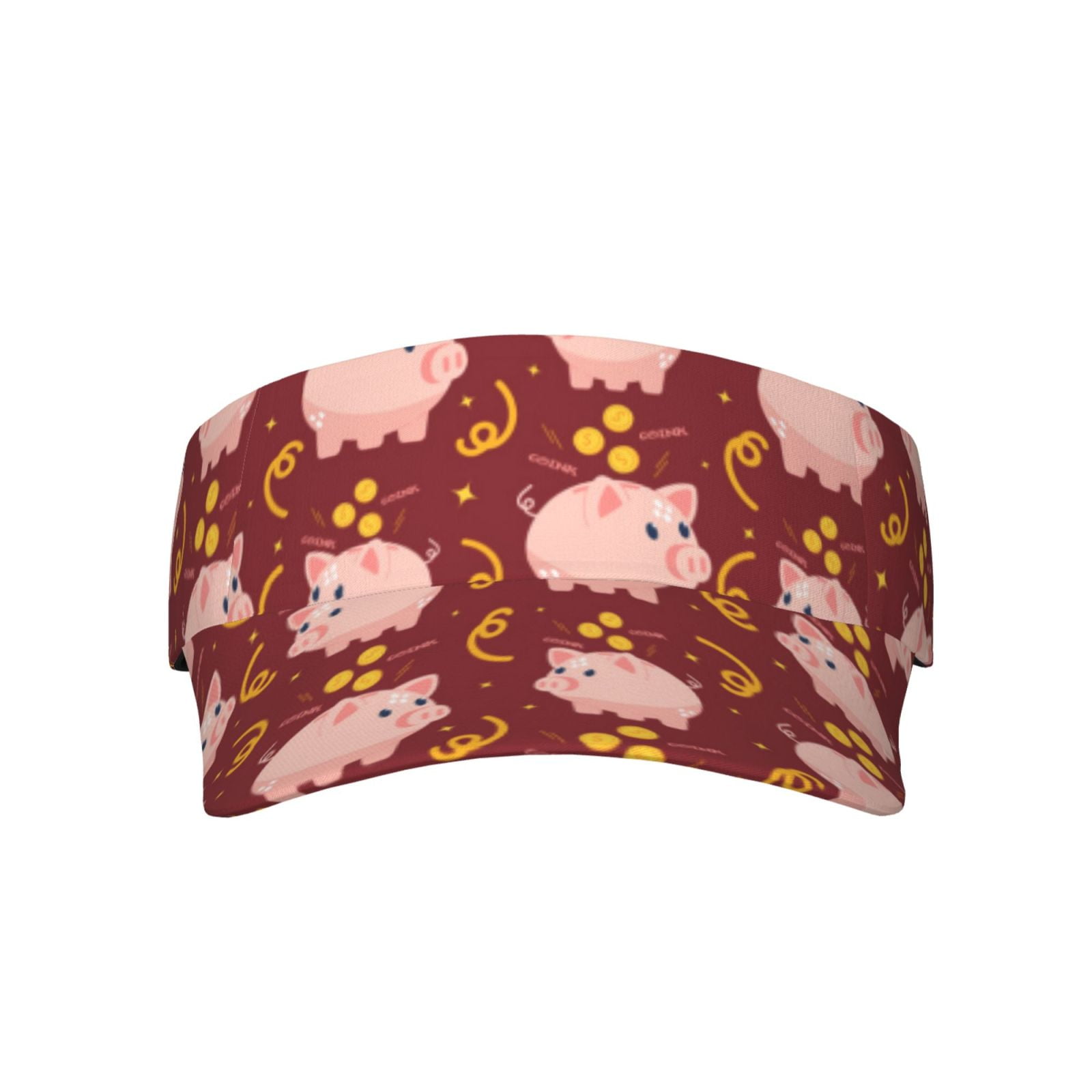 Gaeub Cute Pig with Coins Sun Visor Hats with Empty Top and Adjustable ...