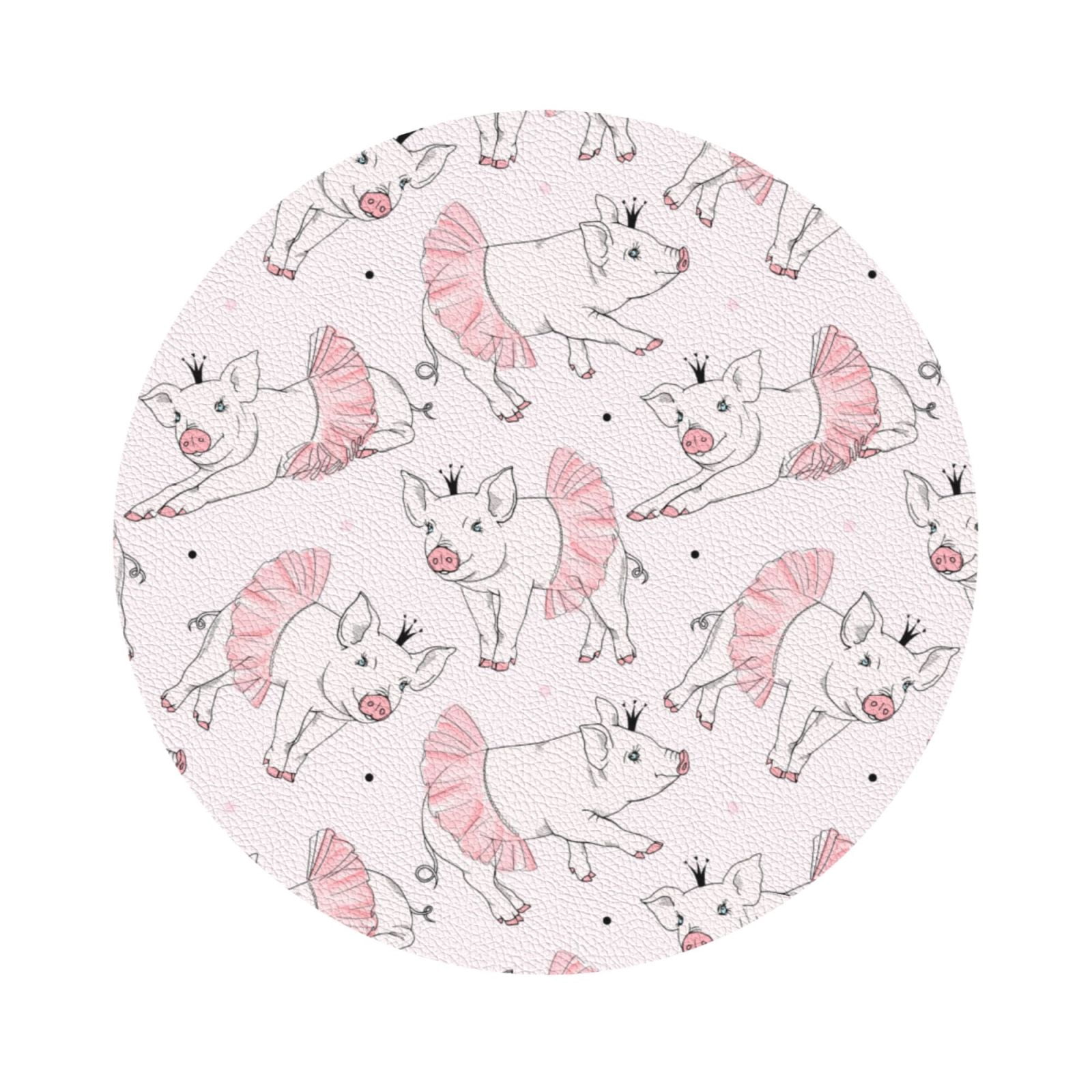 Gaeub Cute Piggy Ballerina Print 6 Pcs Leather Coasters for Drinks ...