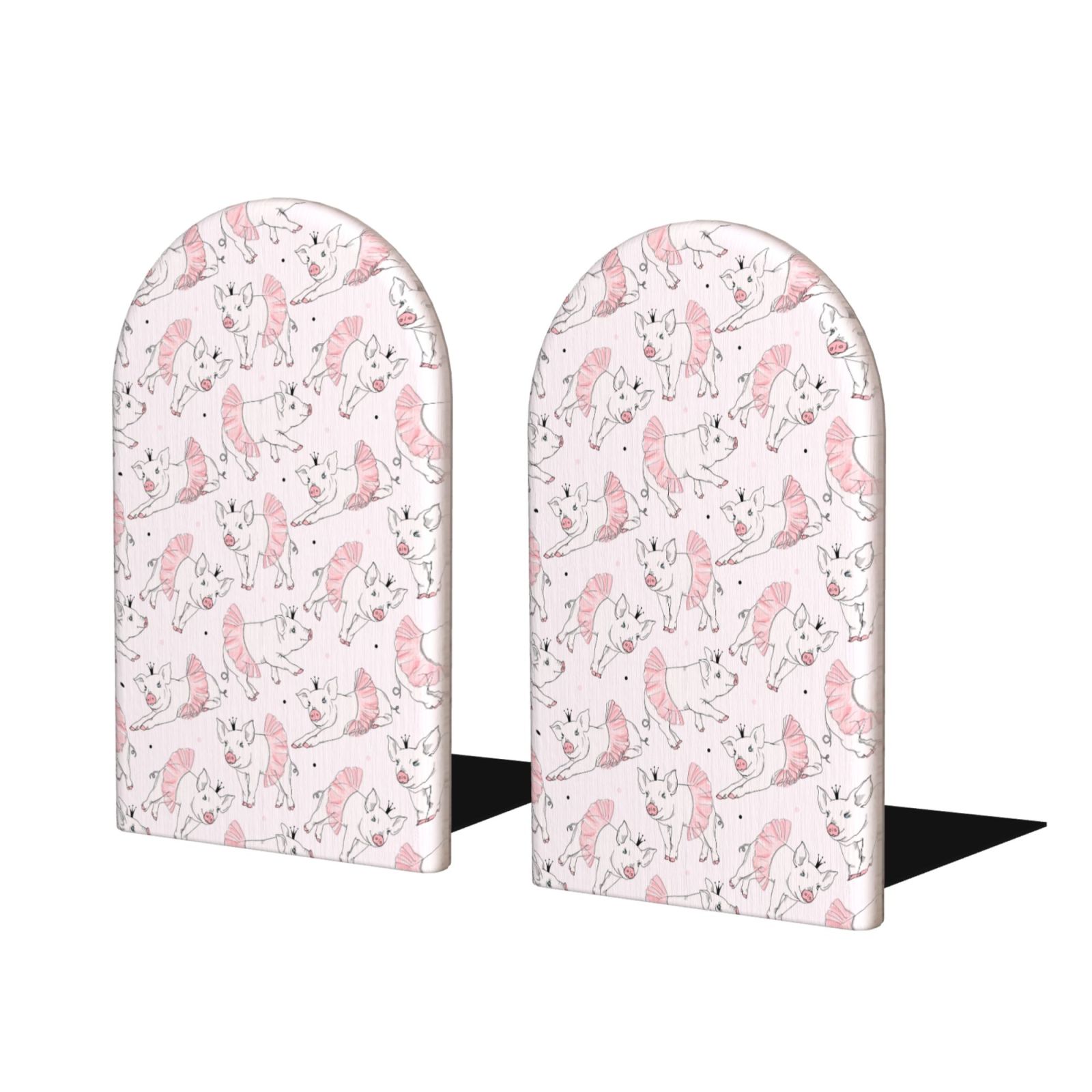 Gaeub Cute Piggy Ballerina Wood Bookends, Non-Slip Bookends, Heavy Duty ...
