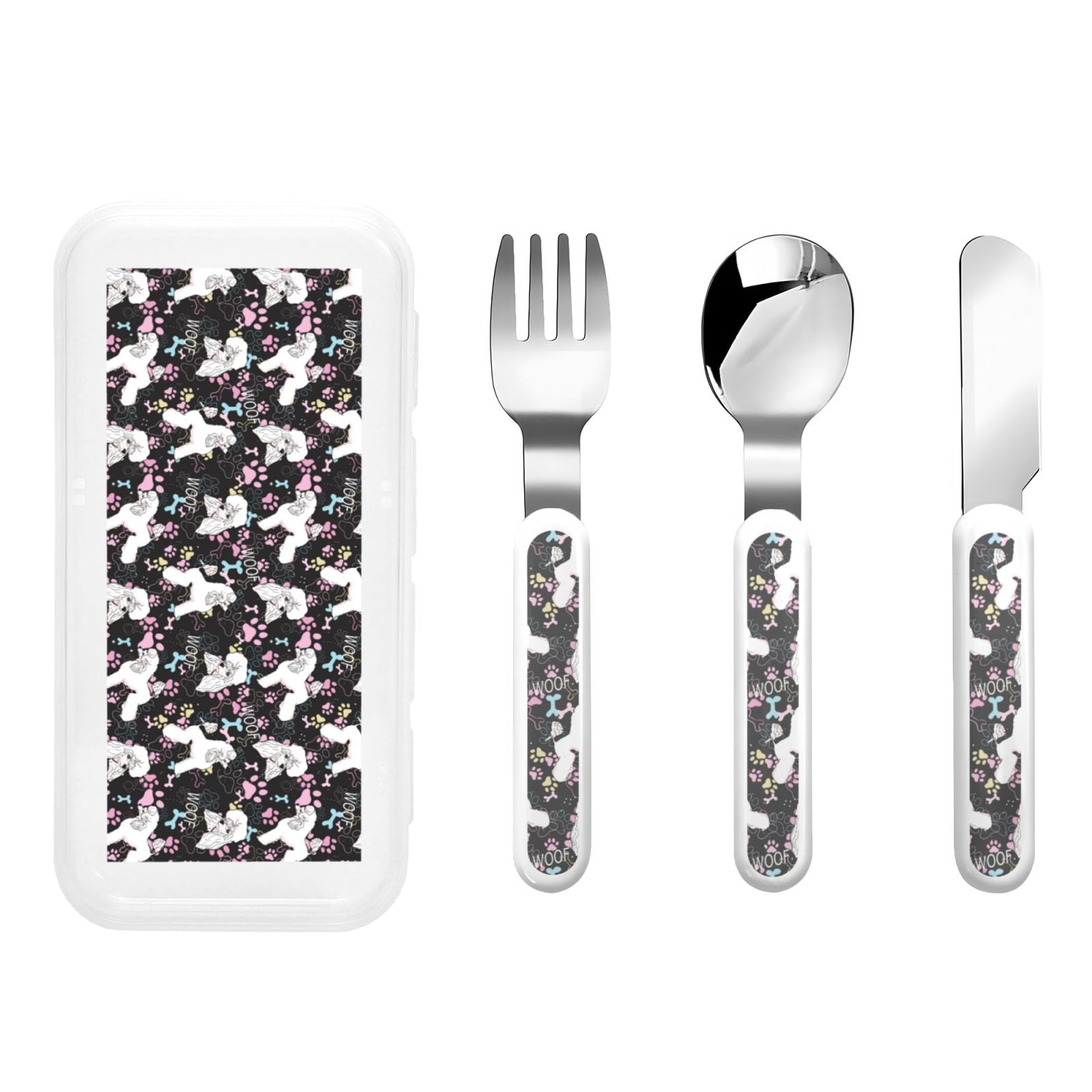 Gaeub Cute Poodle Dog Print 3-Piece Children Knife Spoon Fork Set ...
