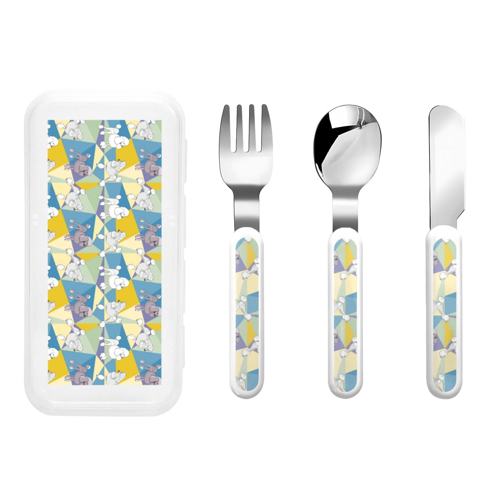 Gaeub Cute Poodle Dog Print 3-Piece Children Knife Spoon Fork Set ...