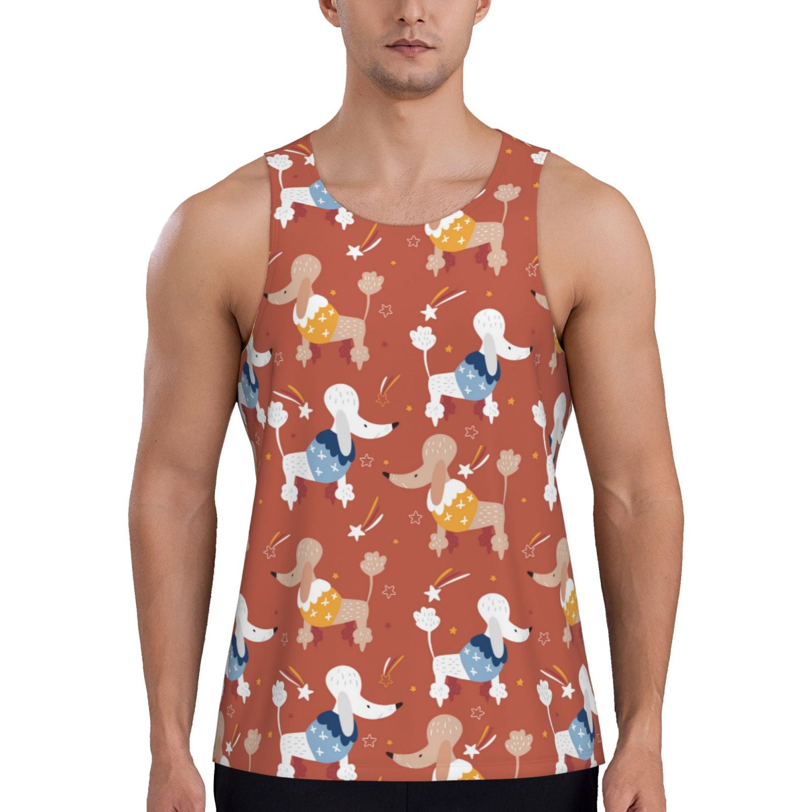 Gaeub Cute Poodle Dog Print Men's Workout Tank Top , Casual Soft ...