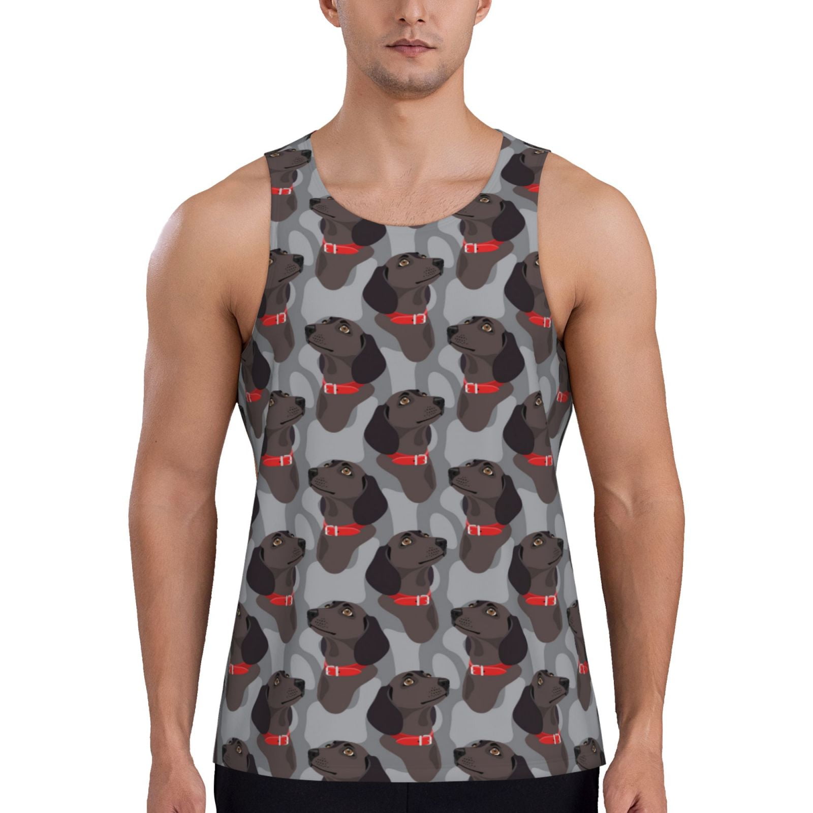 Gaeub Cute Puppy Black Men's Athletic Tank Top, Workout Sleeveless ...