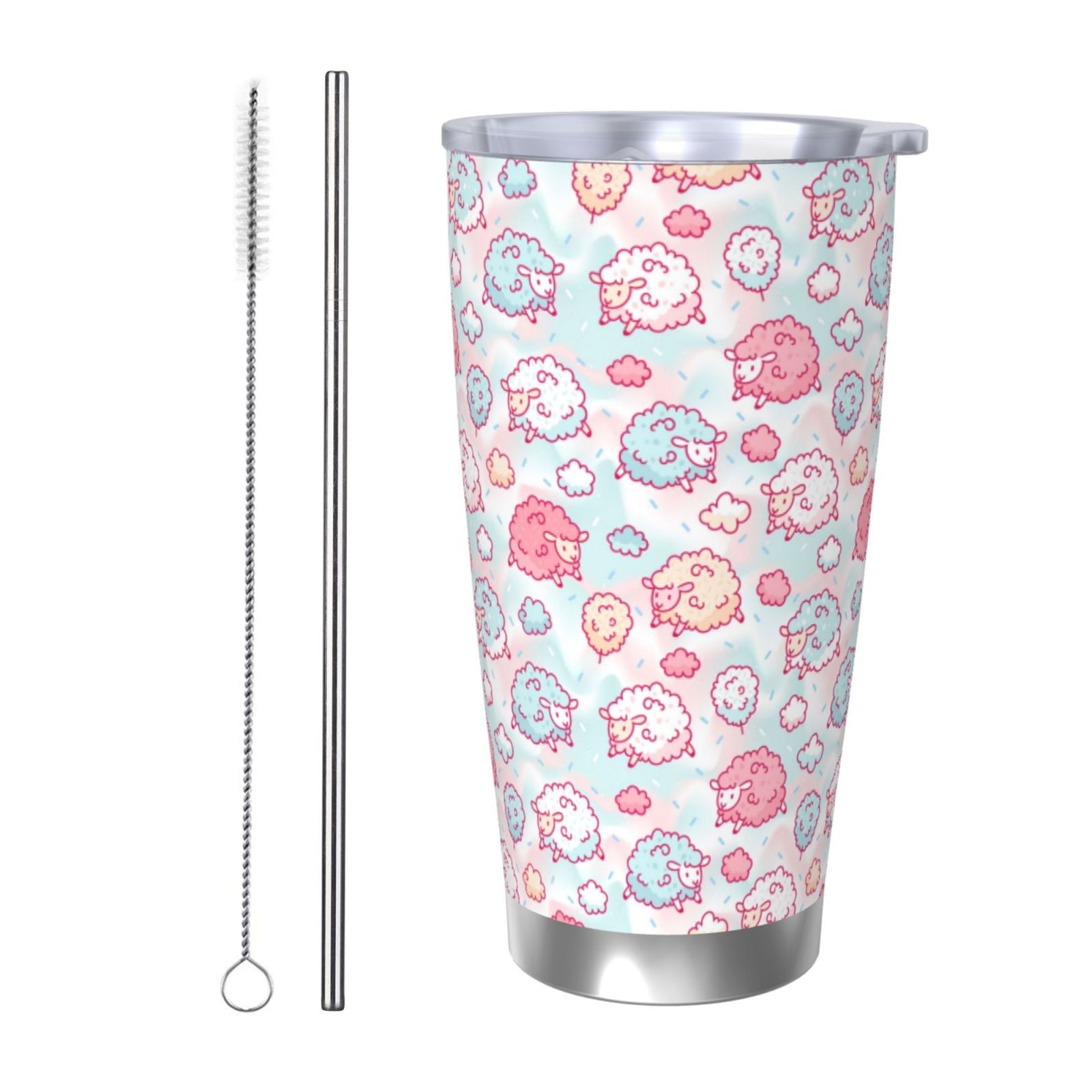 Gaeub Cute Sheep Print 20-Ounce Stainless Steel Car Cup,Tumblers Cups ...
