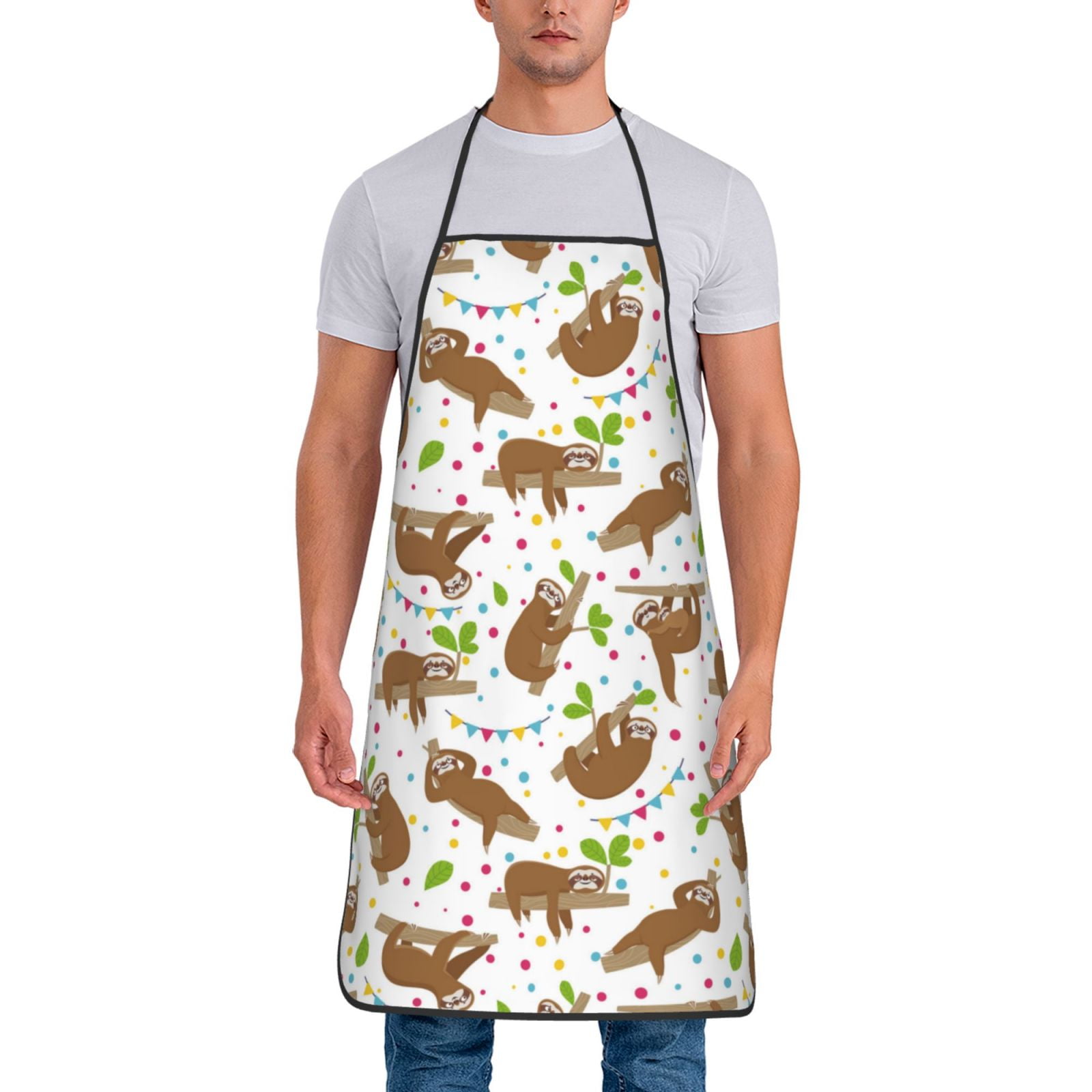 Gaeub Cute Sloth Print Apron for Men and Women,Waterproof Apron for ...