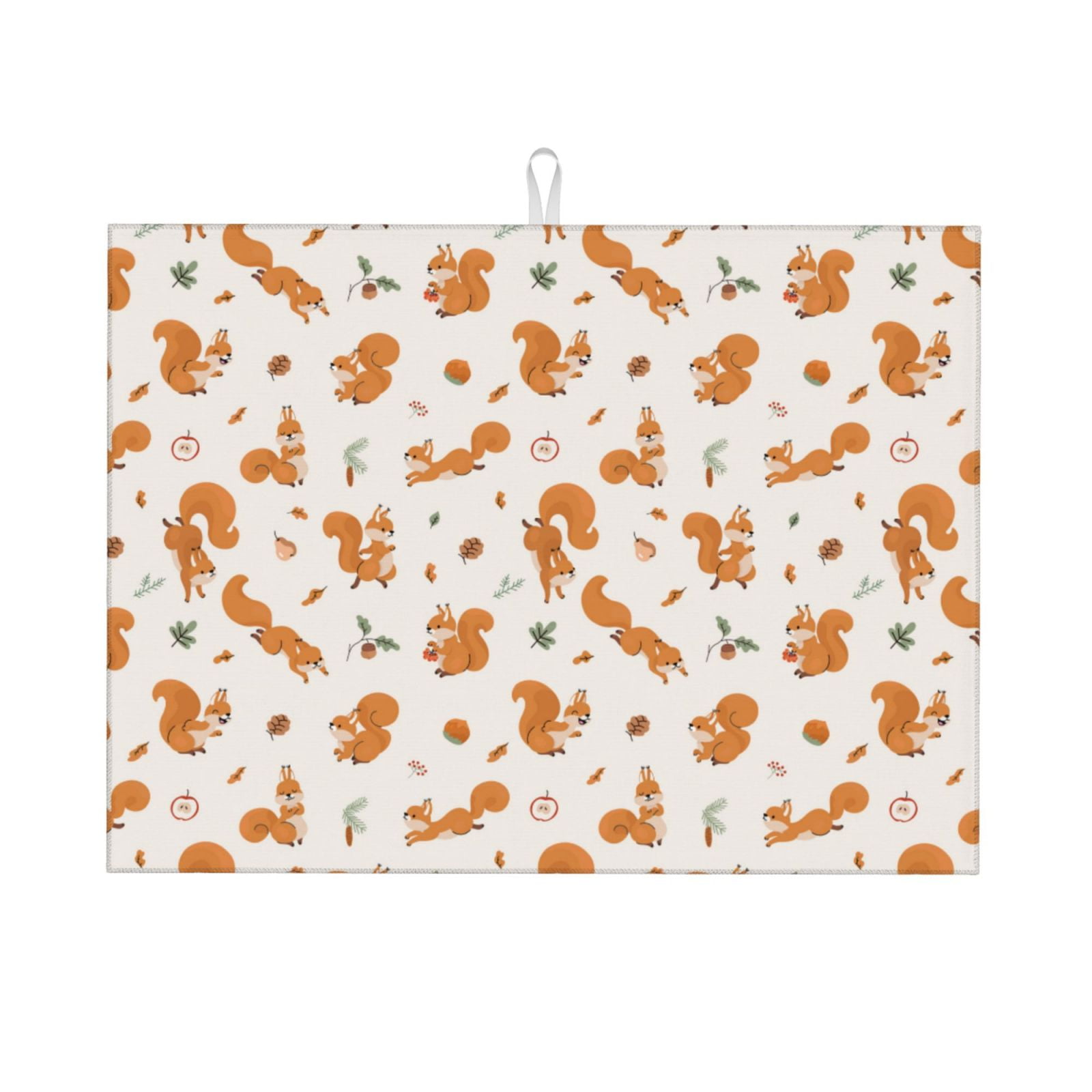 Gaeub Cute Squirrel Fall Print Dish Drying Mats For Kitchen Counter ...
