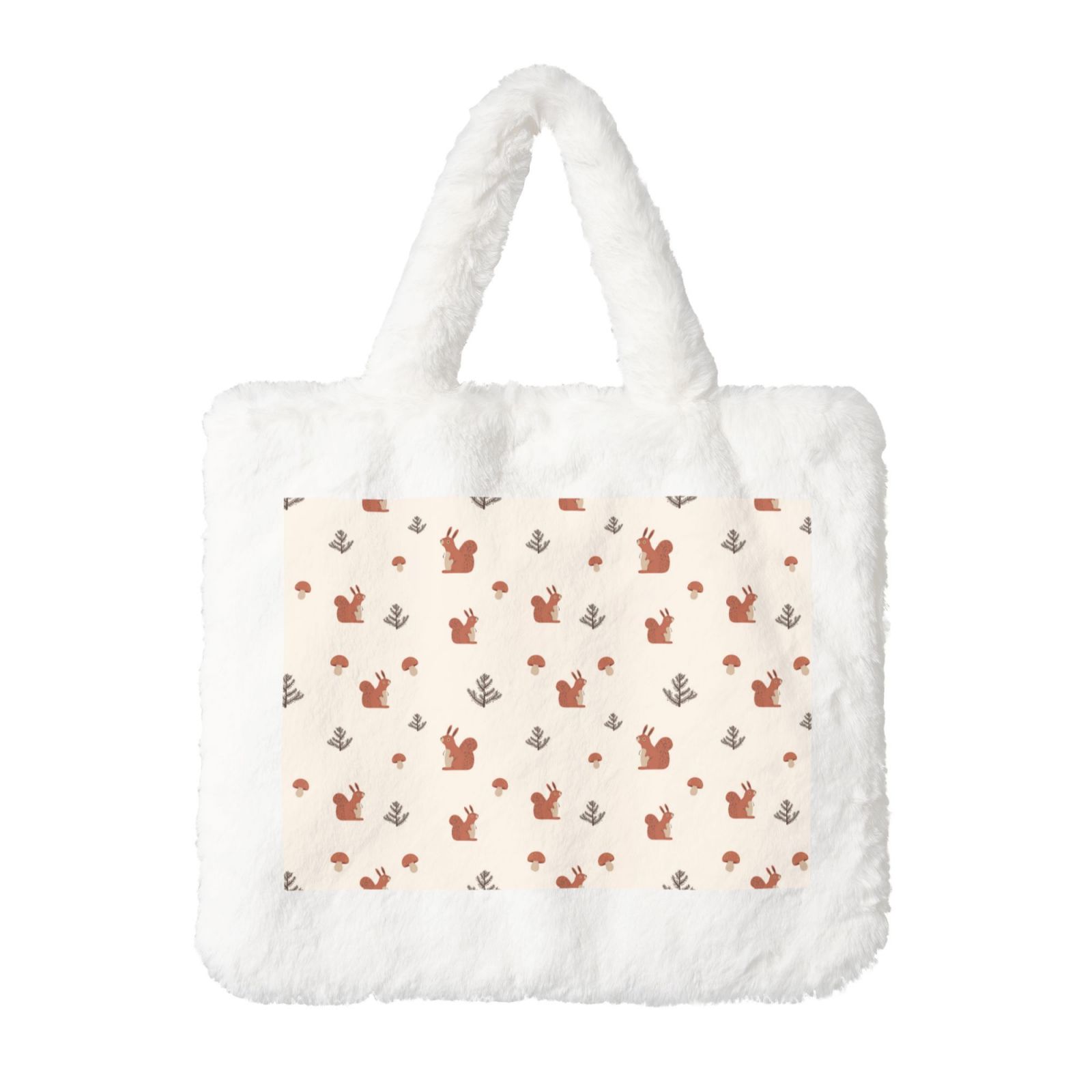 Gaeub Cute Squirrel Printed Plush Underarm Bag, Ladies Fluffy Shoulder ...