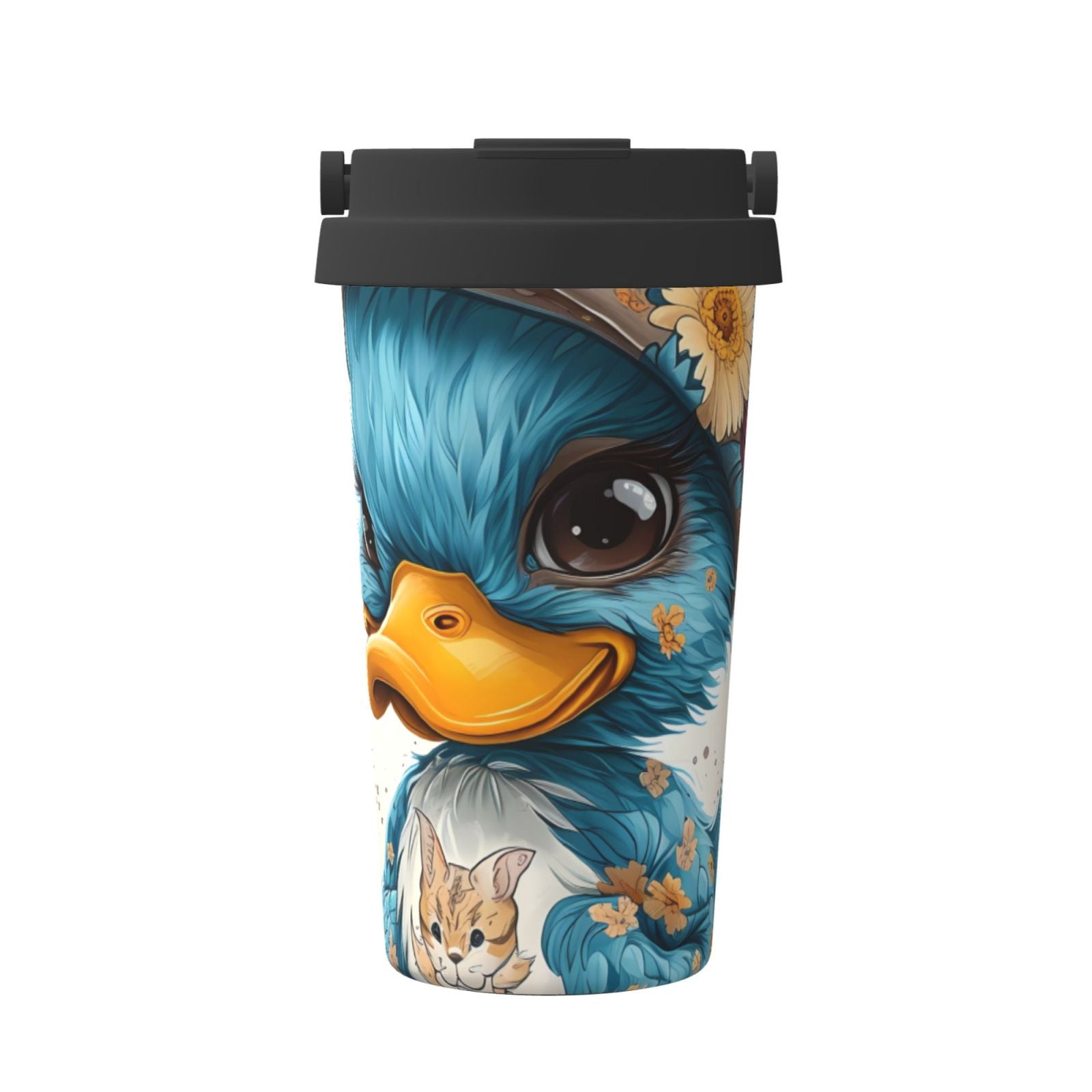 Gaeub Cute Sunflower Blue Duck Print Travel Mug, Insulated Coffee Mug ...