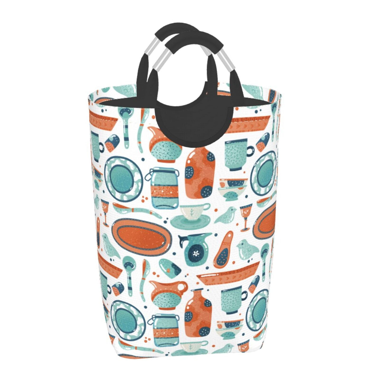 Gaeub Cute Tableware Print 50L Large Laundry Hampers with Handles ...
