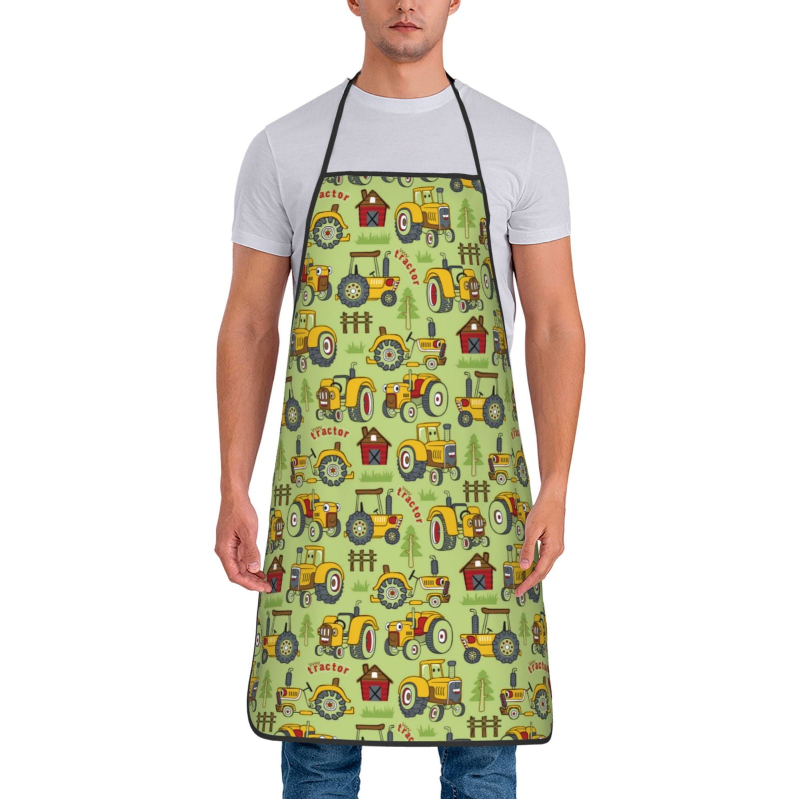 Gaeub Cute Tractor Print Apron for Men and Women,Waterproof Apron for ...