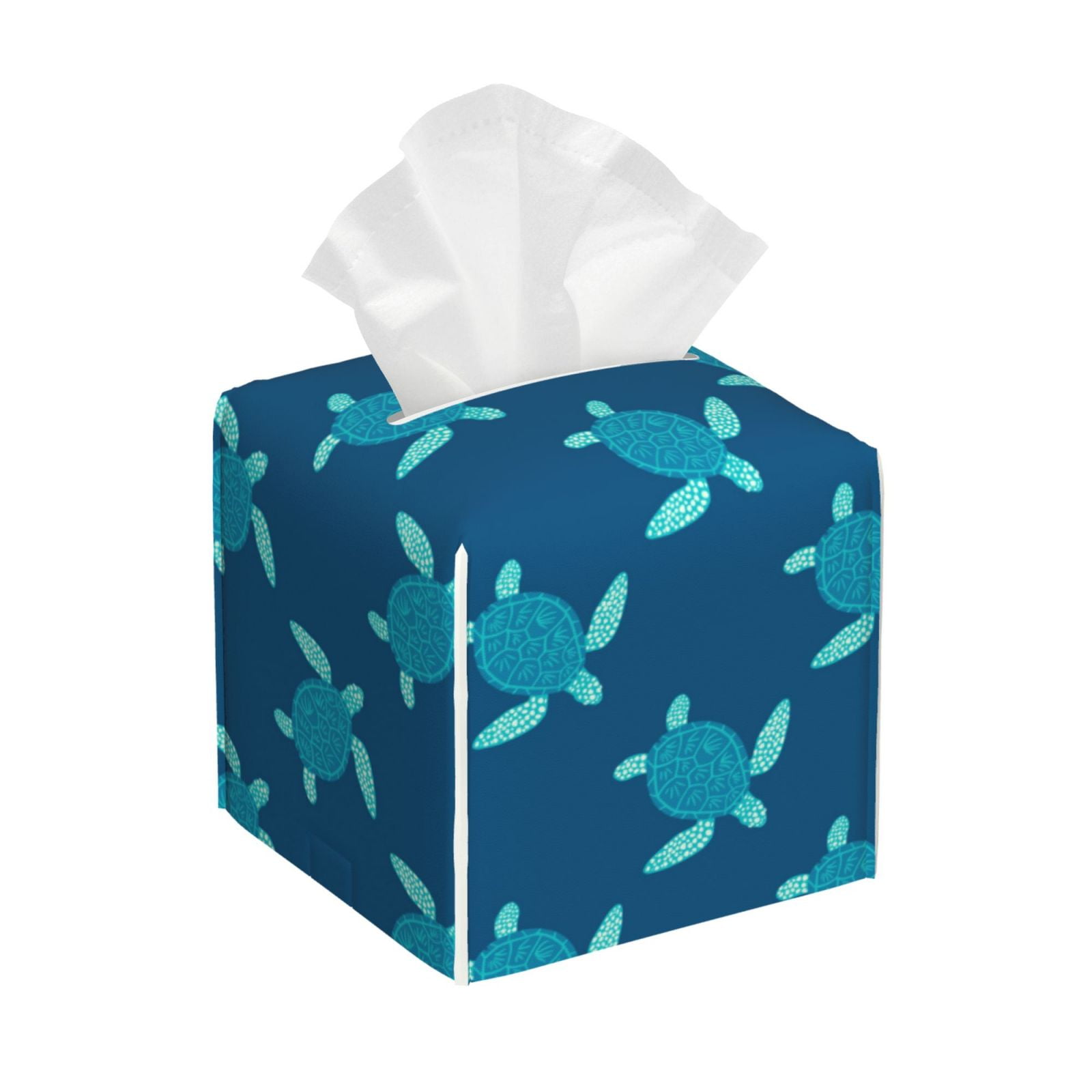 Gaeub Cute Turtle Print Leather Tissue Box Cover Square,Tissue Holder ...