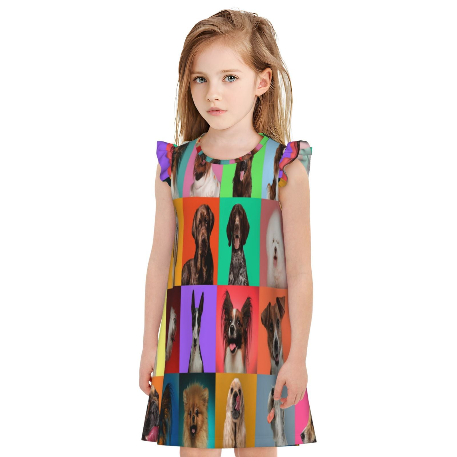 Gaeub Cute doggies Print Girls Pajamas Dress, Comfortable Nightwear ...