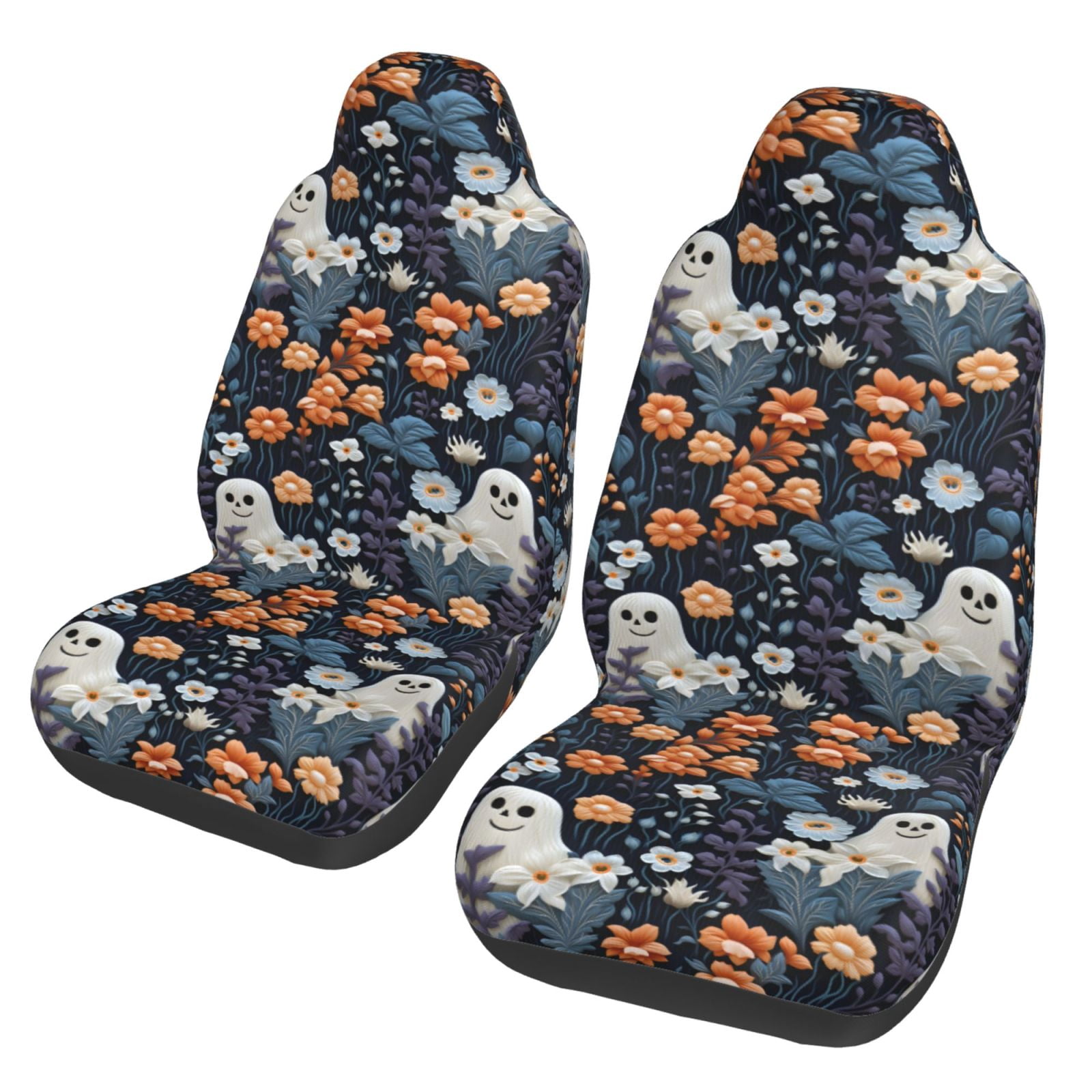 Gaeub Cute ghost in the flowers 2Pack Full Set Car Seat Covers with ...