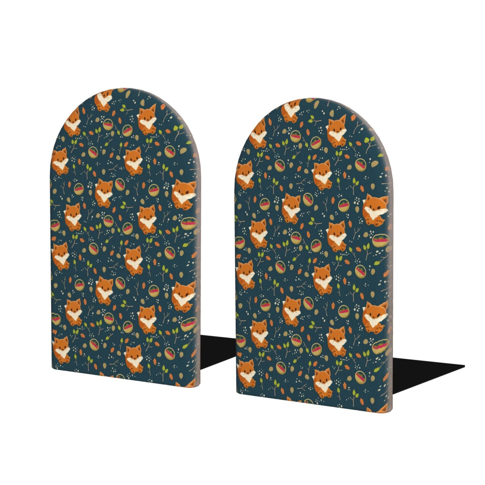 Gaeub Cute plant fox Wood Bookends, Non-Slip Bookends, Heavy Duty ...