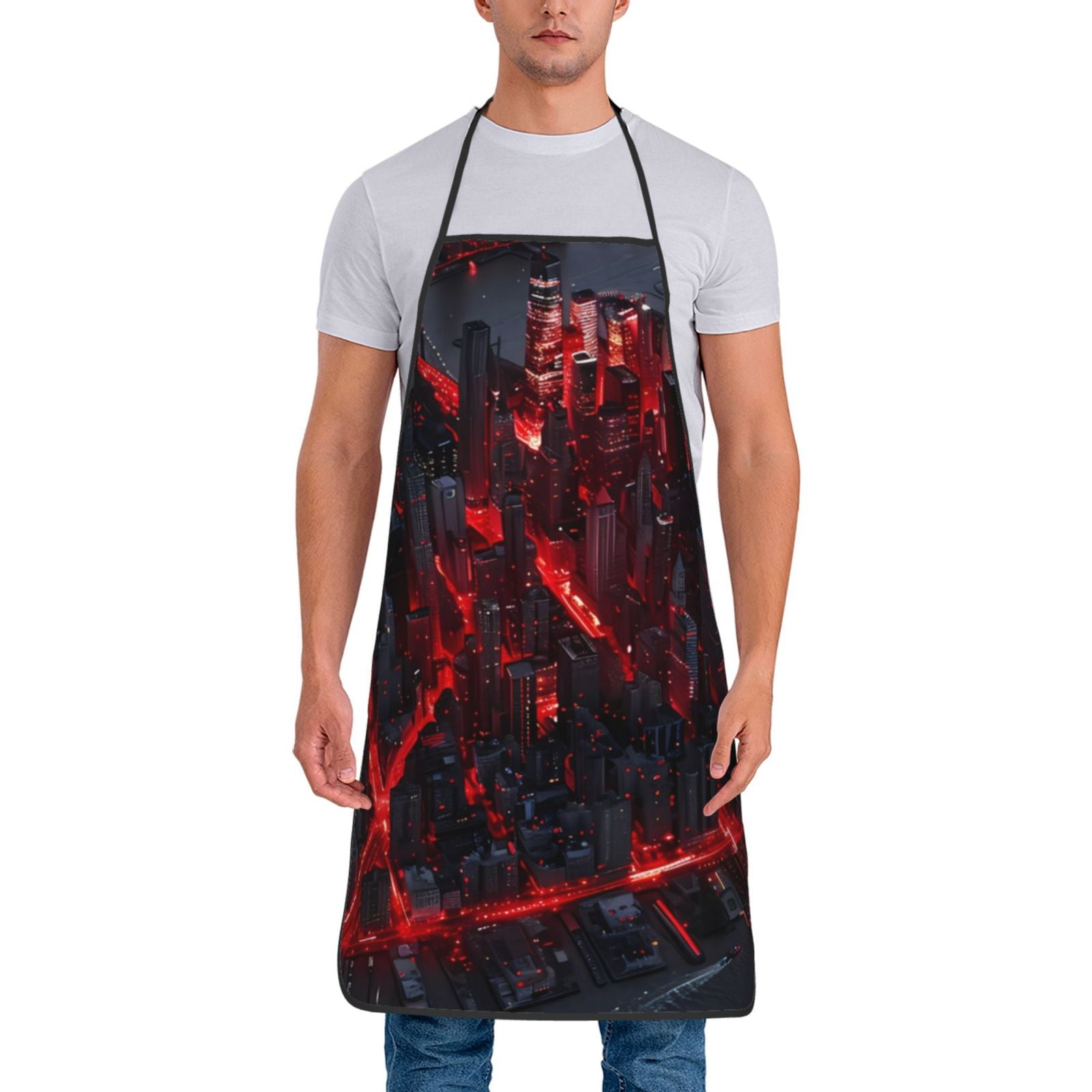 Gaeub Cyberpunk Cityscape Lights Print Apron for Men and Women ...