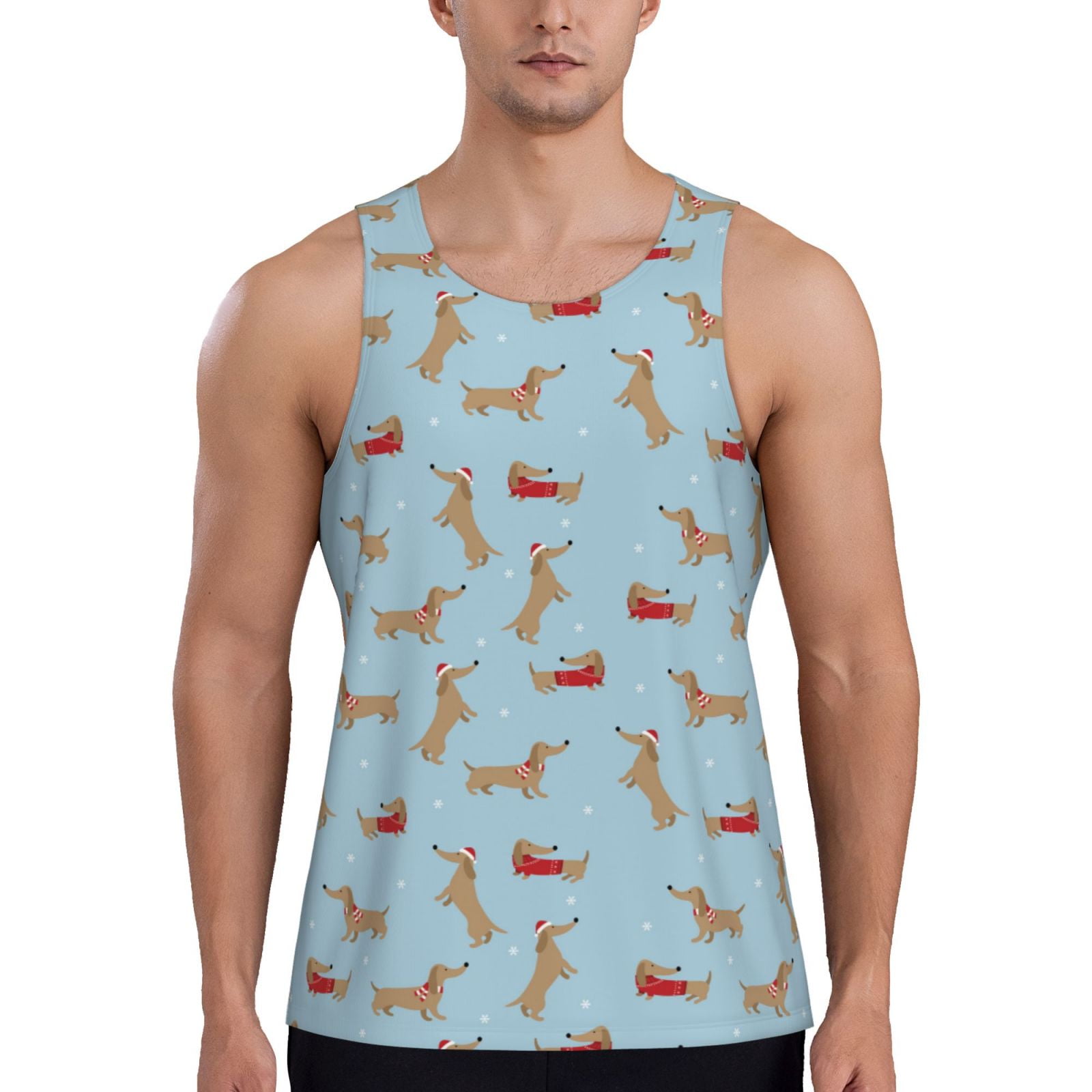Gaeub Dachshund Dog Print Men's Workout Tank Top , Casual Soft ...