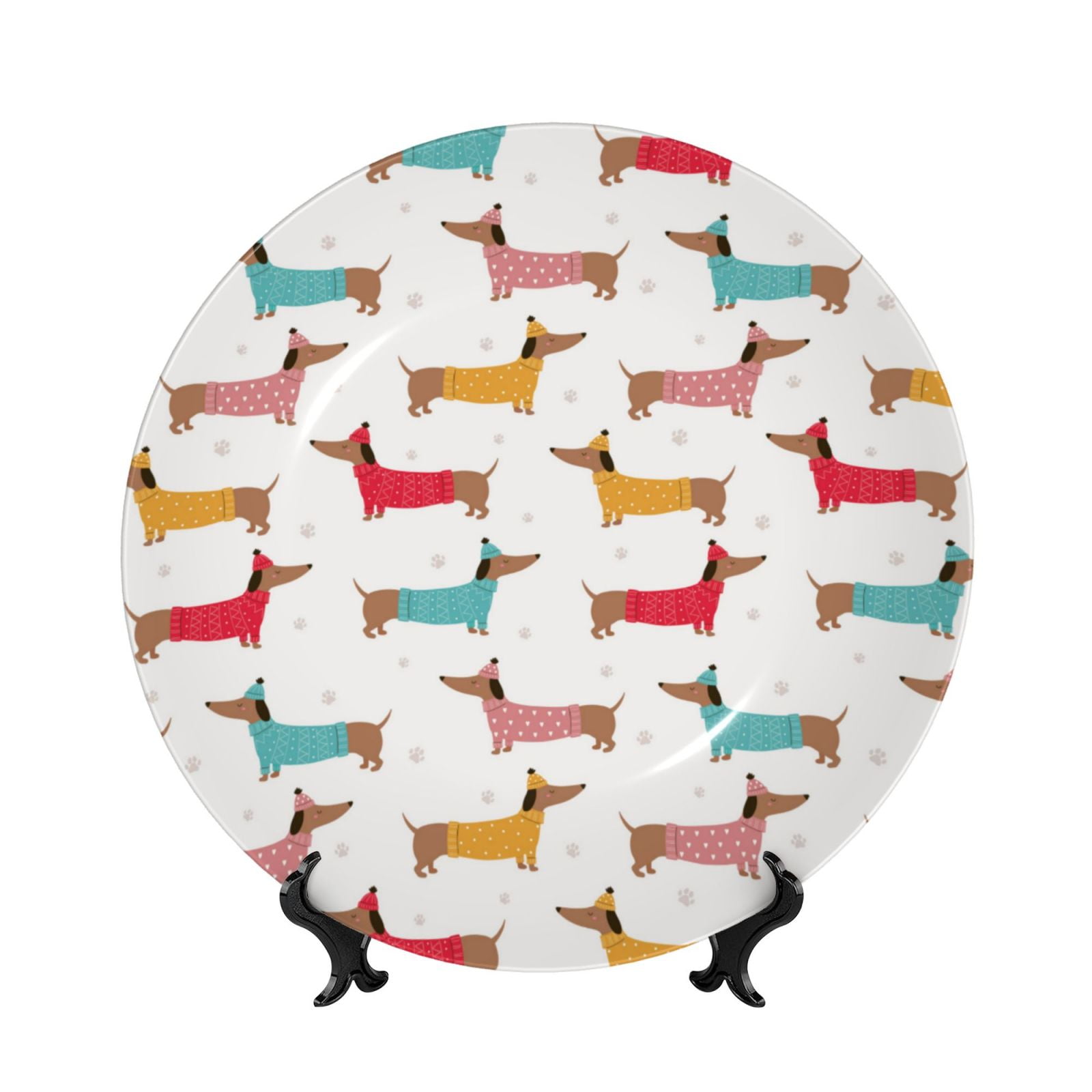 Gaeub Dachshund Dog Puppy Print Ceramic Plate,Dinner Plates,Bone China ...