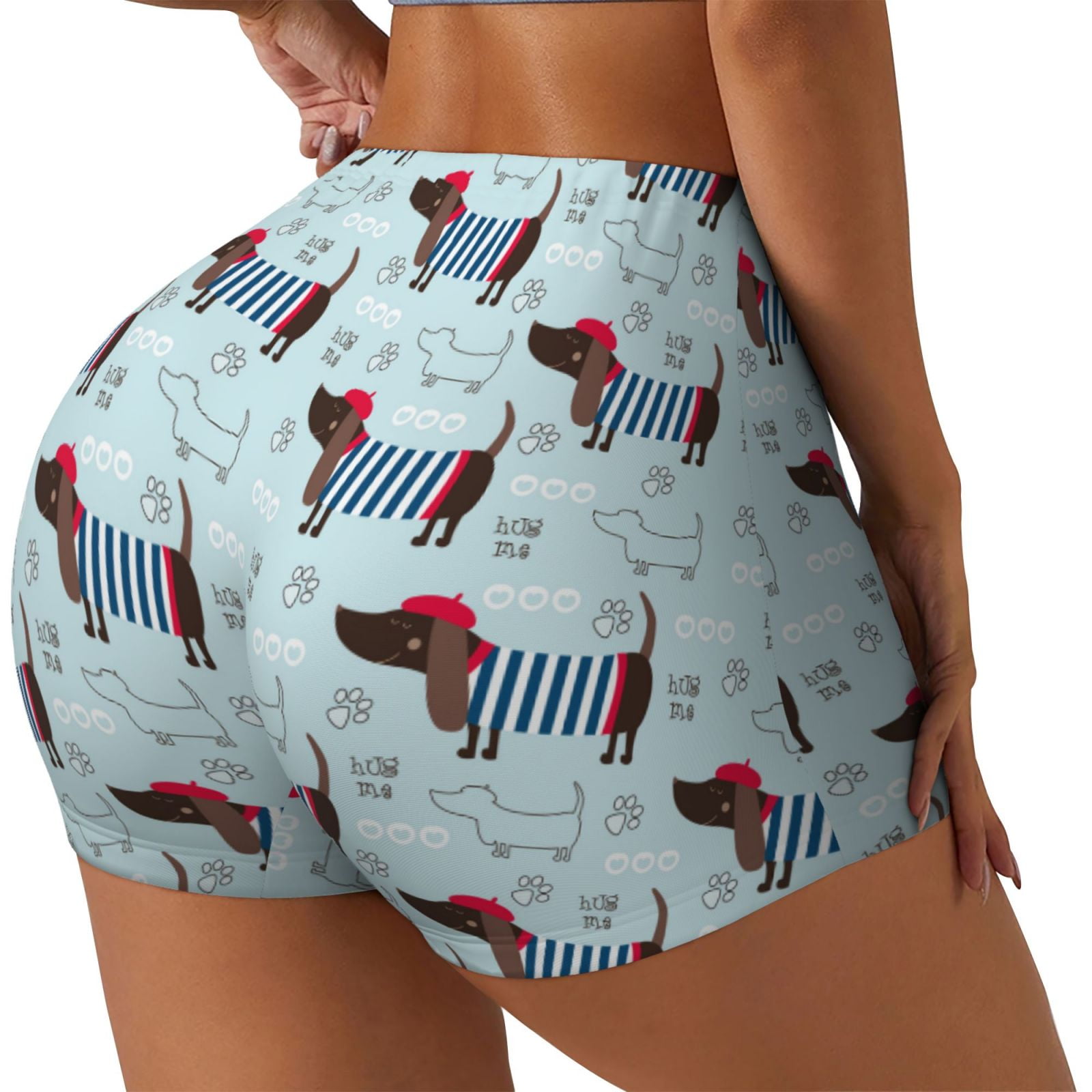 Gaeub Dachshund Dog Puppy Print Workout Shorts for Women,Seamless ...