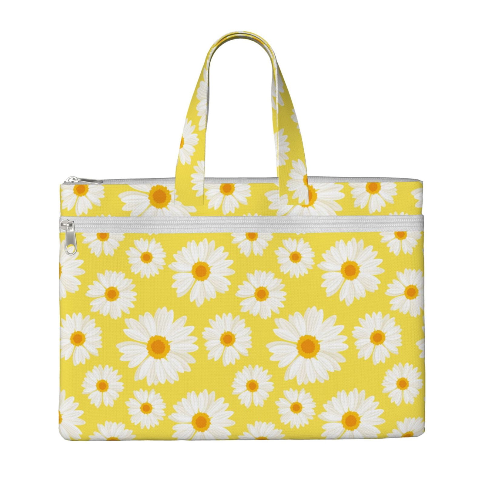 Gaeub Daisies Flowers Print Canvas Tote File Bag,Laptop Tote Bag,Zipper ...