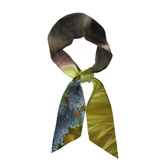 Gaeub Daisy Koala Printed Silk Feeling Scarf ， Satin Head Scarf for ...