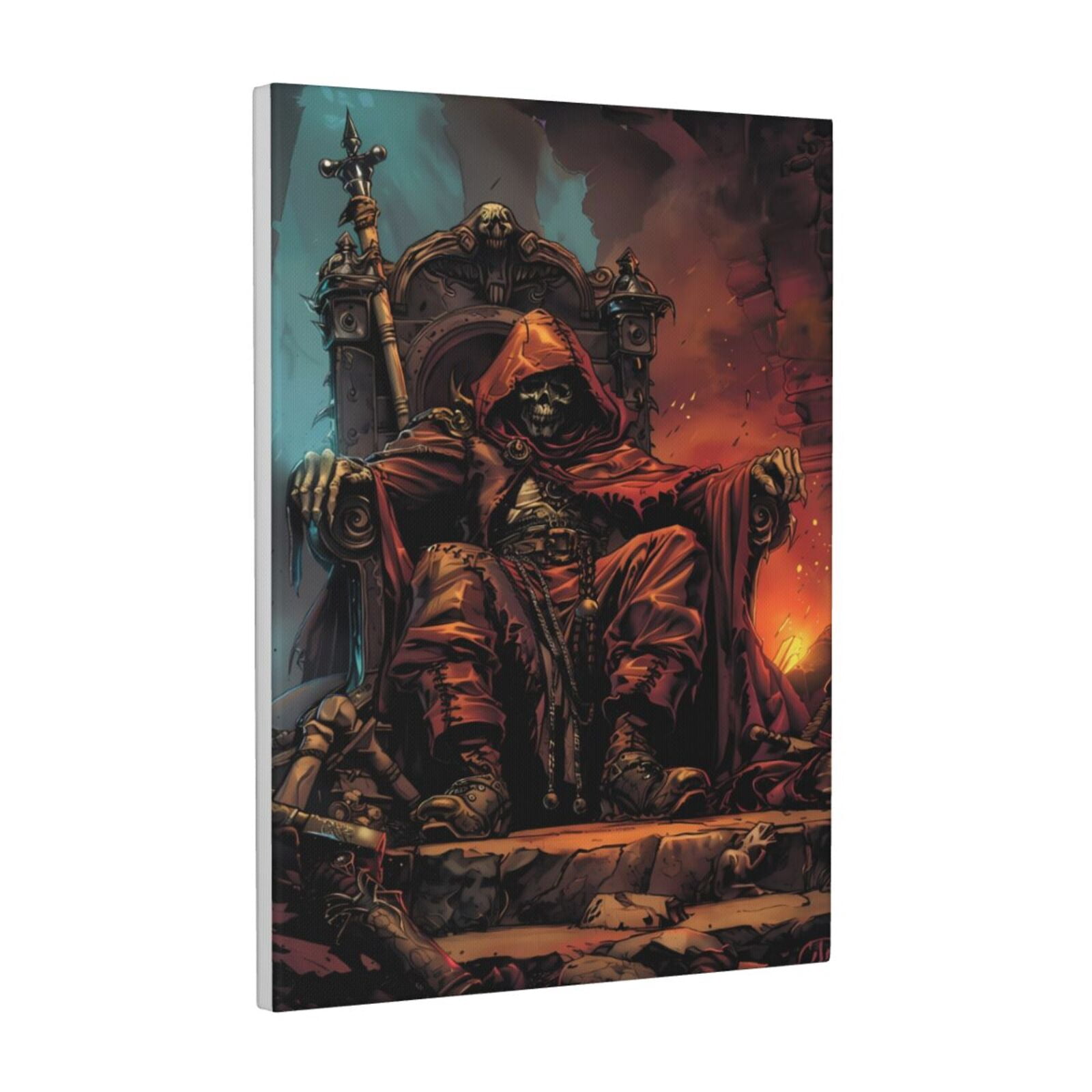 Gaeub Dark Skull King Throne Print Canvas Wall Art for Bathrooms ...
